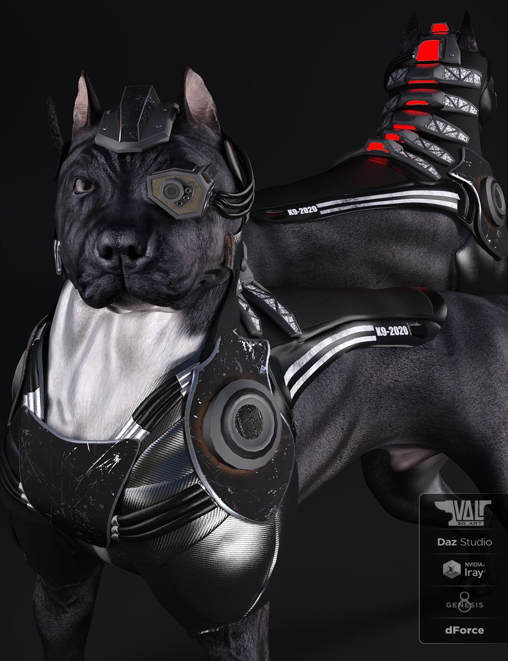 K92020 CyberPunk Armor and Custom Breed for Dog 8 | Daz 3D