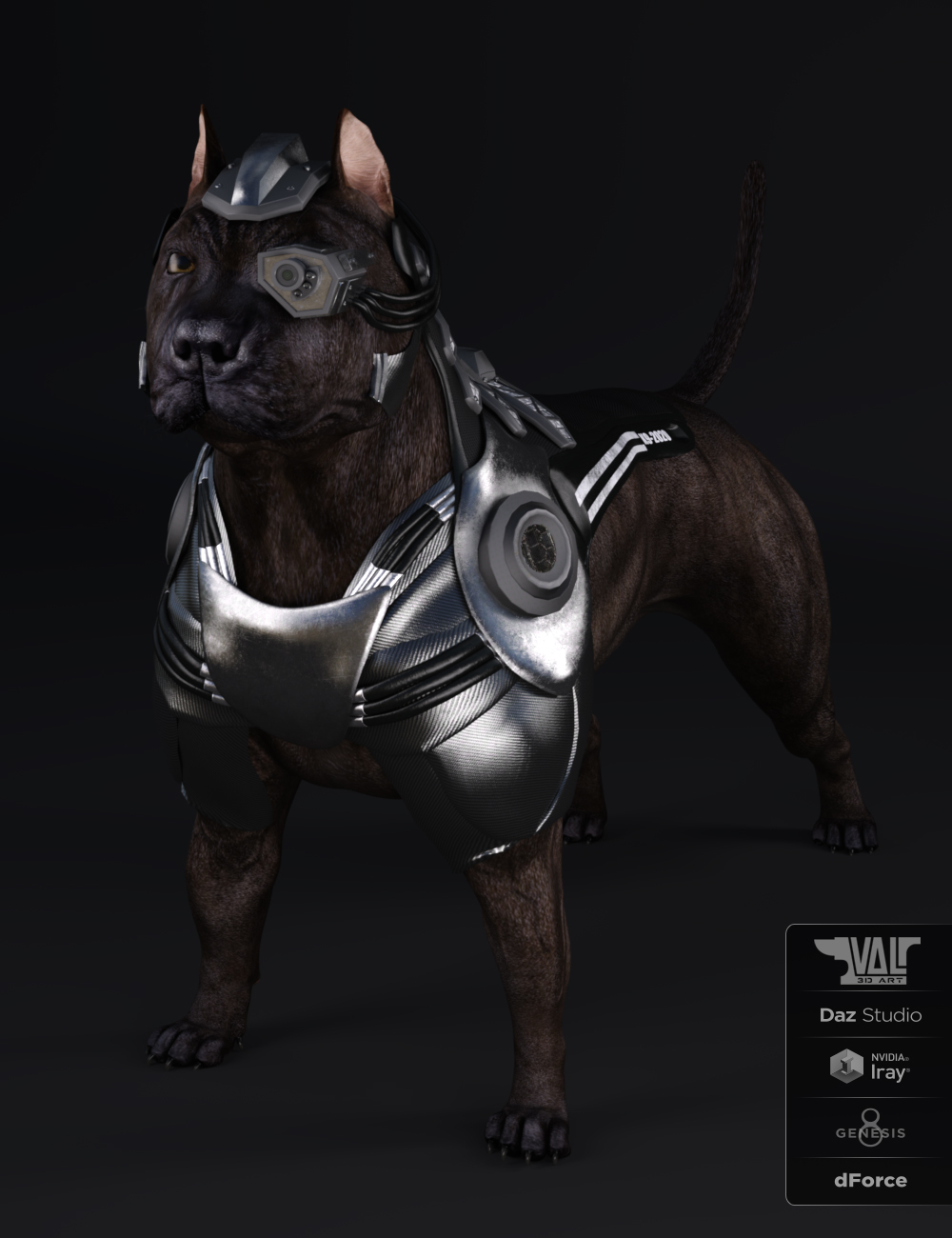 K92020 CyberPunk Armor and Custom Breed for Dog 8 | Daz 3D