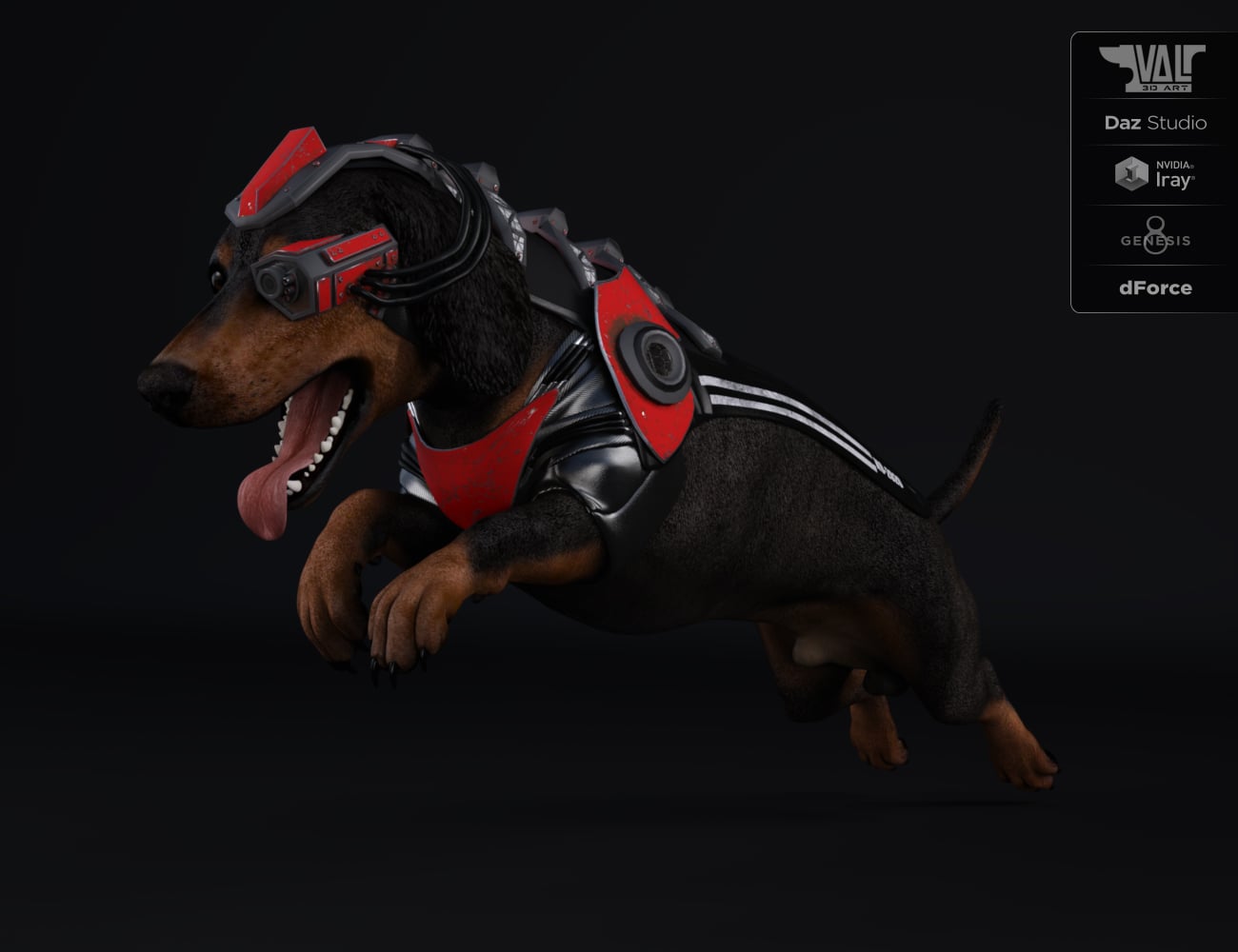 K92020 CyberPunk Armor and Custom Breed for Dog 8 | Daz 3D