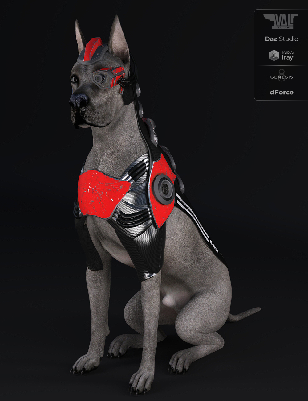 K92020 CyberPunk Armor and Custom Breed for Dog 8 | Daz 3D
