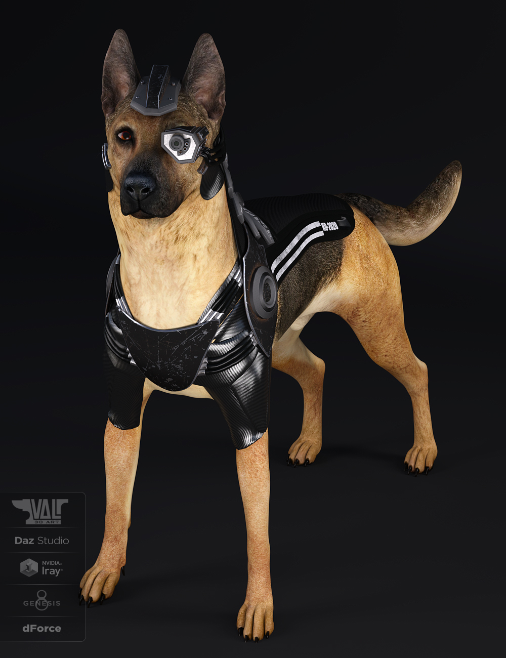 K92020 CyberPunk Armor and Custom Breed for Dog 8 | Daz 3D