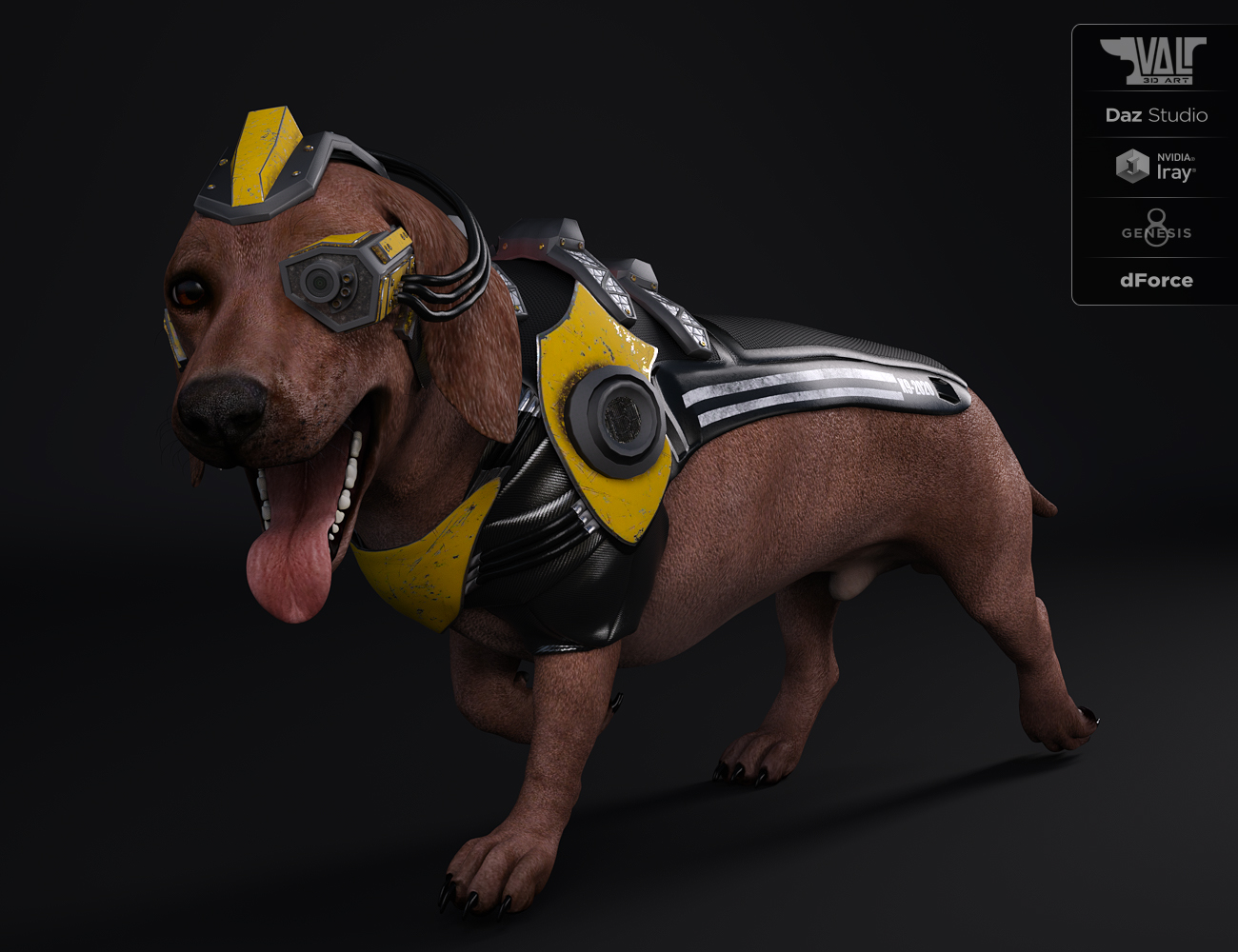 K92020 CyberPunk Armor and Custom Breed for Dog 8 | Daz 3D