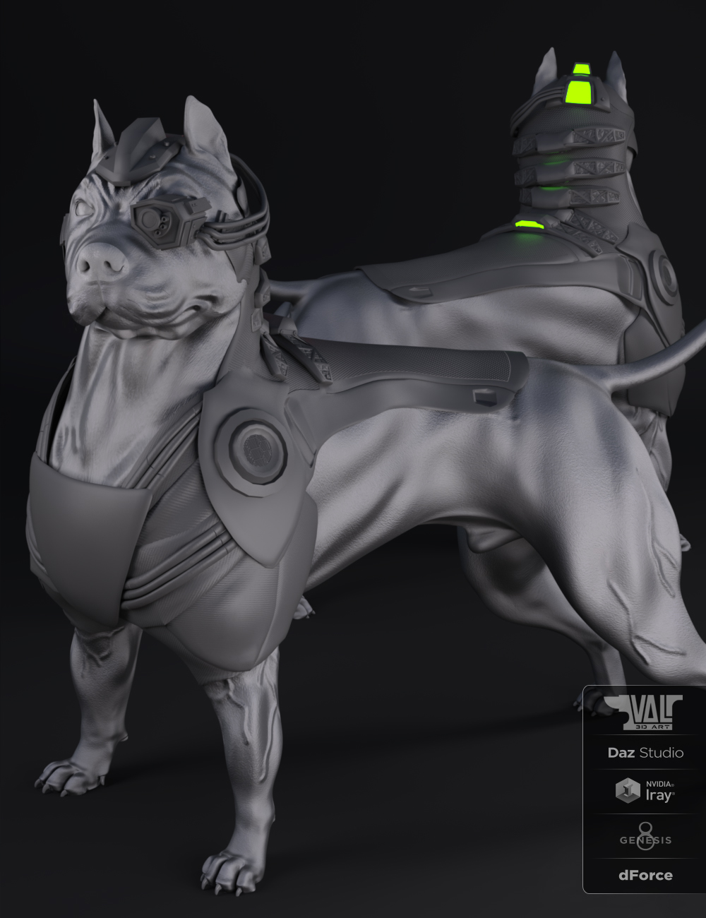 K92020 CyberPunk Armor and Custom Breed for Dog 8 | Daz 3D