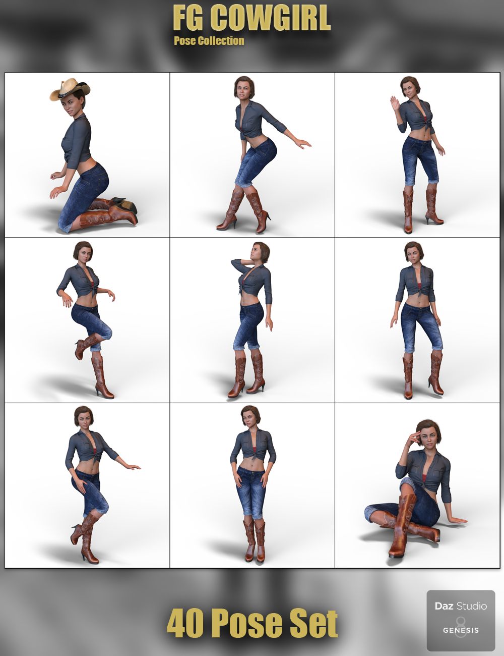 Fg Cowgirl Pose Collection For Genesis 8 Daz 3d