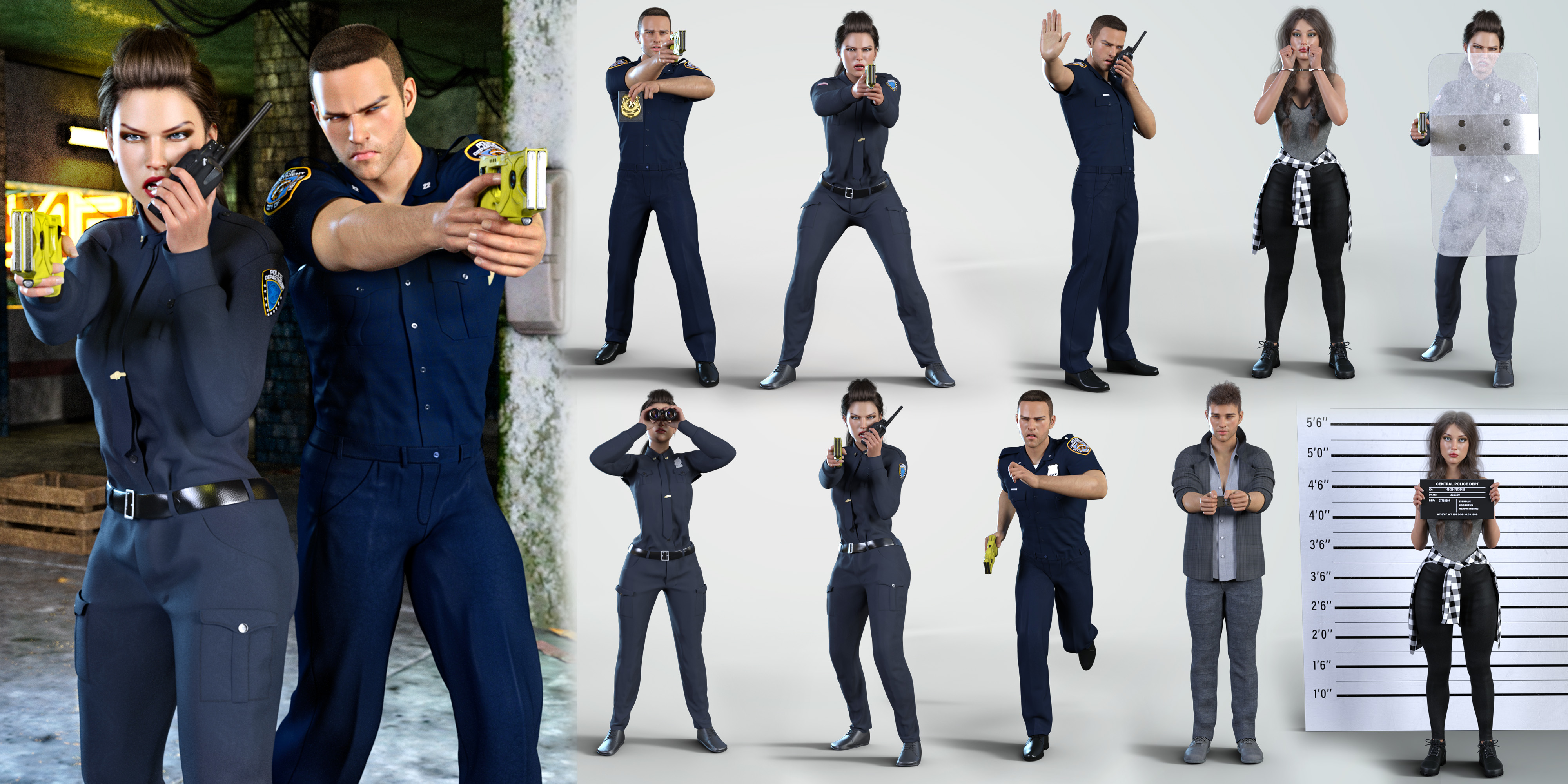 Z Police Props and Poses for Genesis 8 | Daz 3D
