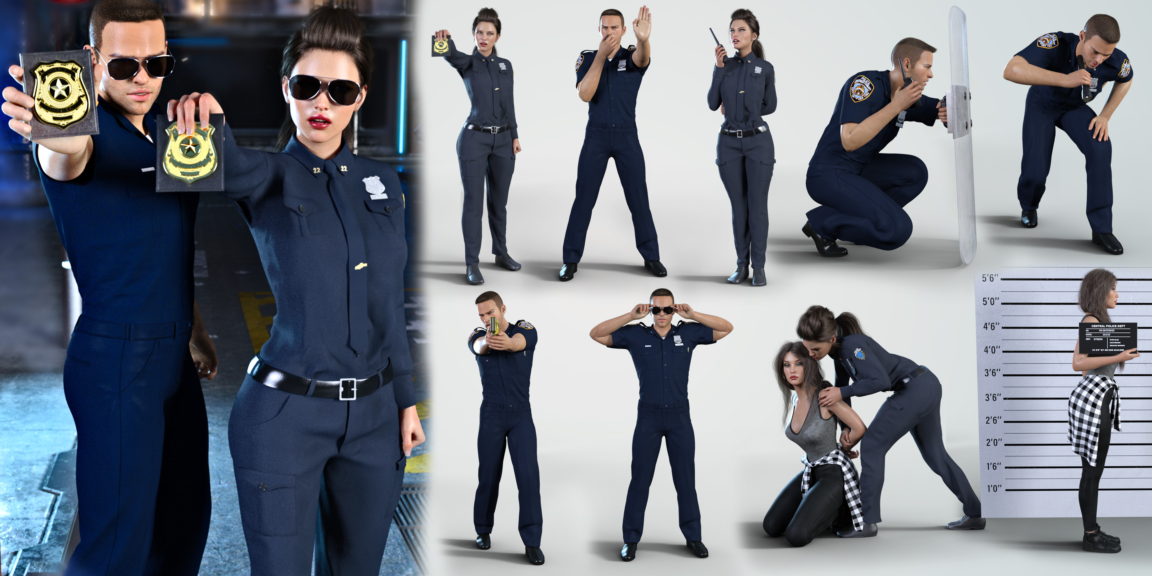 Z Police Props and Poses for Genesis 8 | Daz 3D