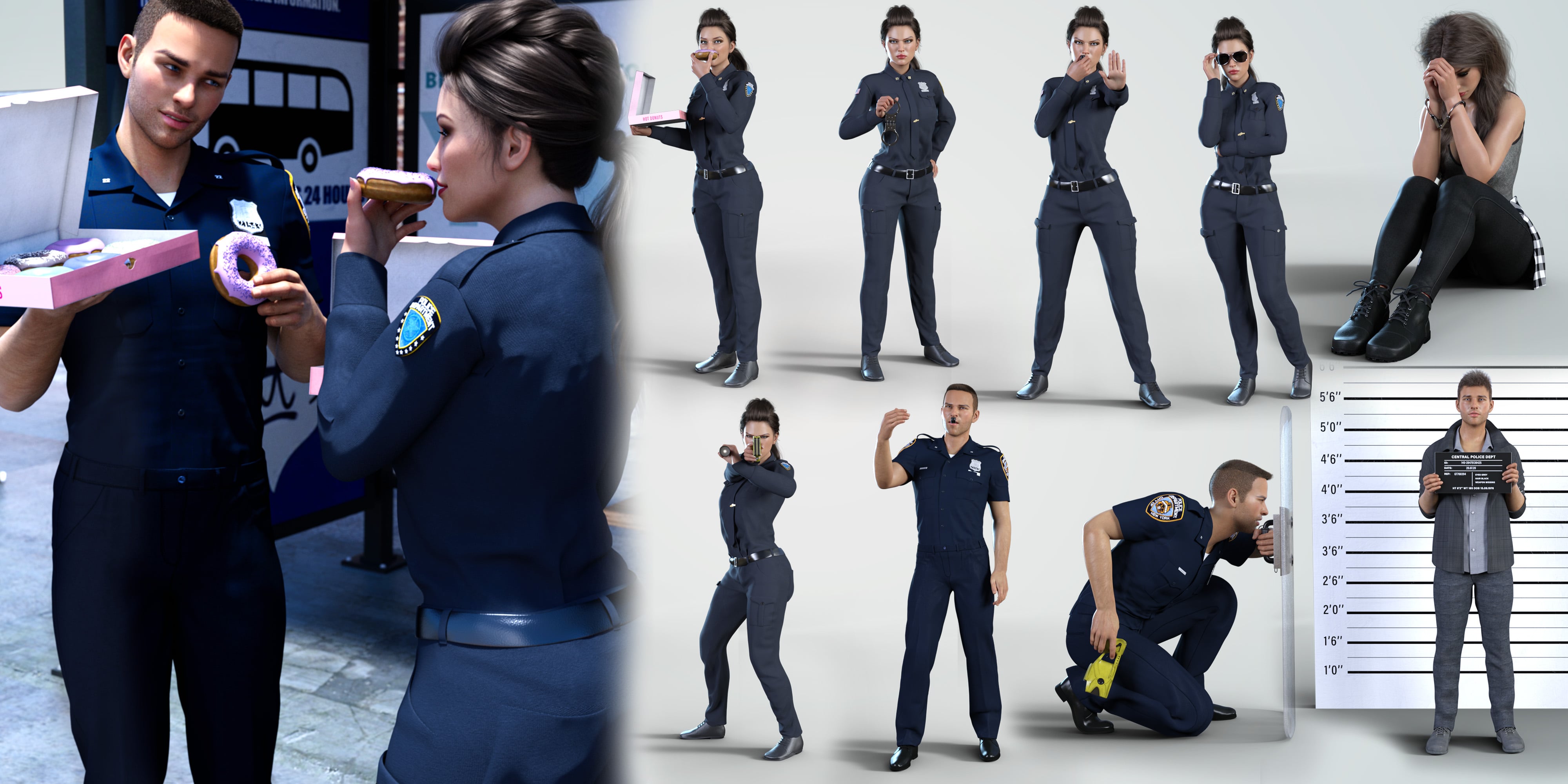 Z Police Props and Poses for Genesis 8 | Daz 3D
