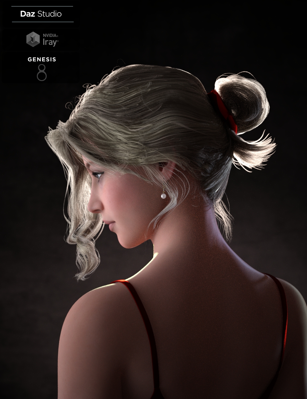 Nadae Bun Hair Set For Genesis 3 and 8 Females | Daz 3D