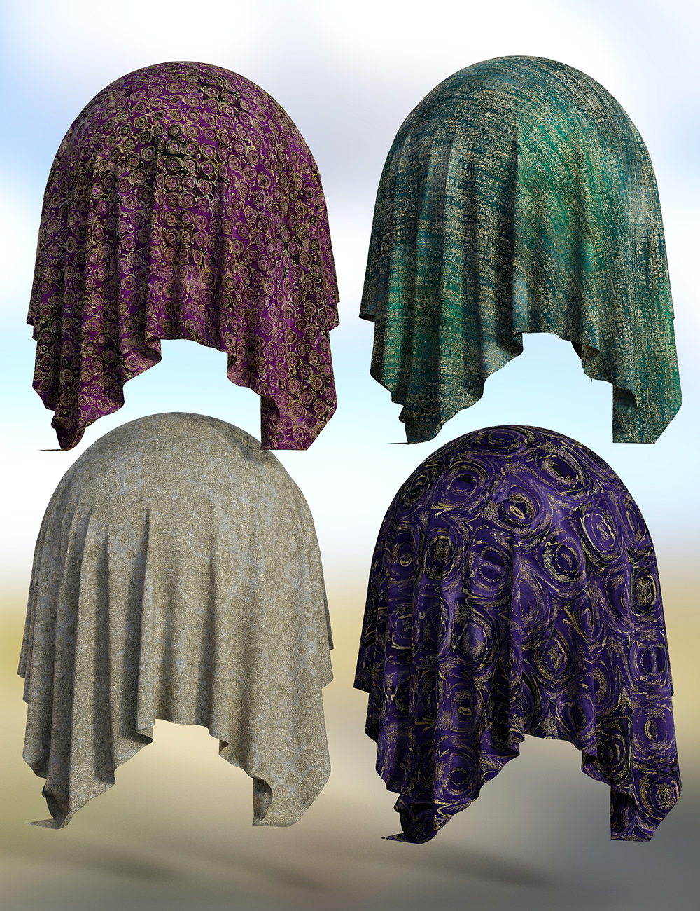 Golden Printed Fabric Iray Shaders | Daz 3D