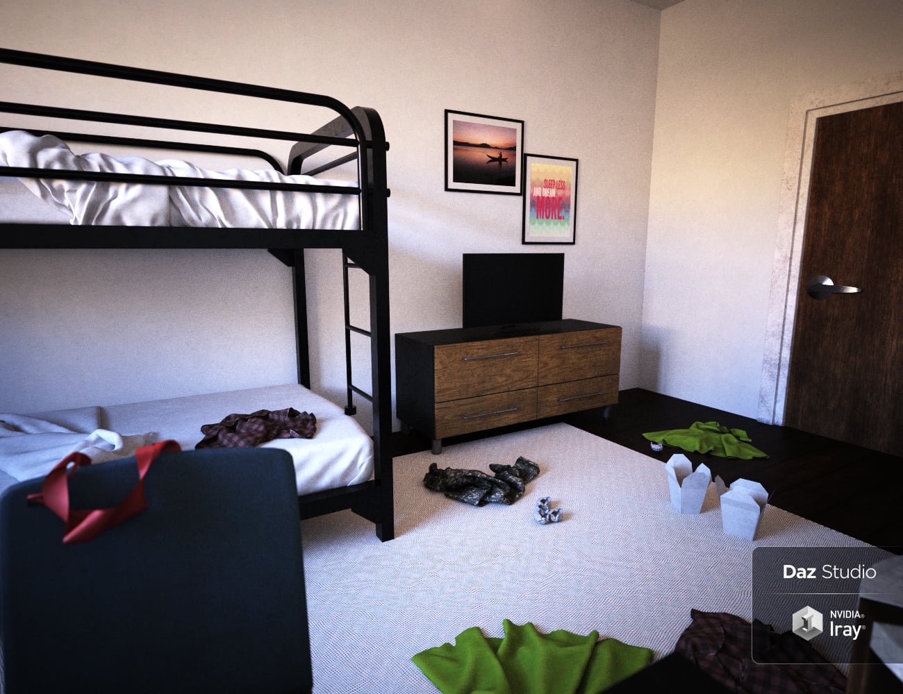 Messy Dorm | Daz 3D