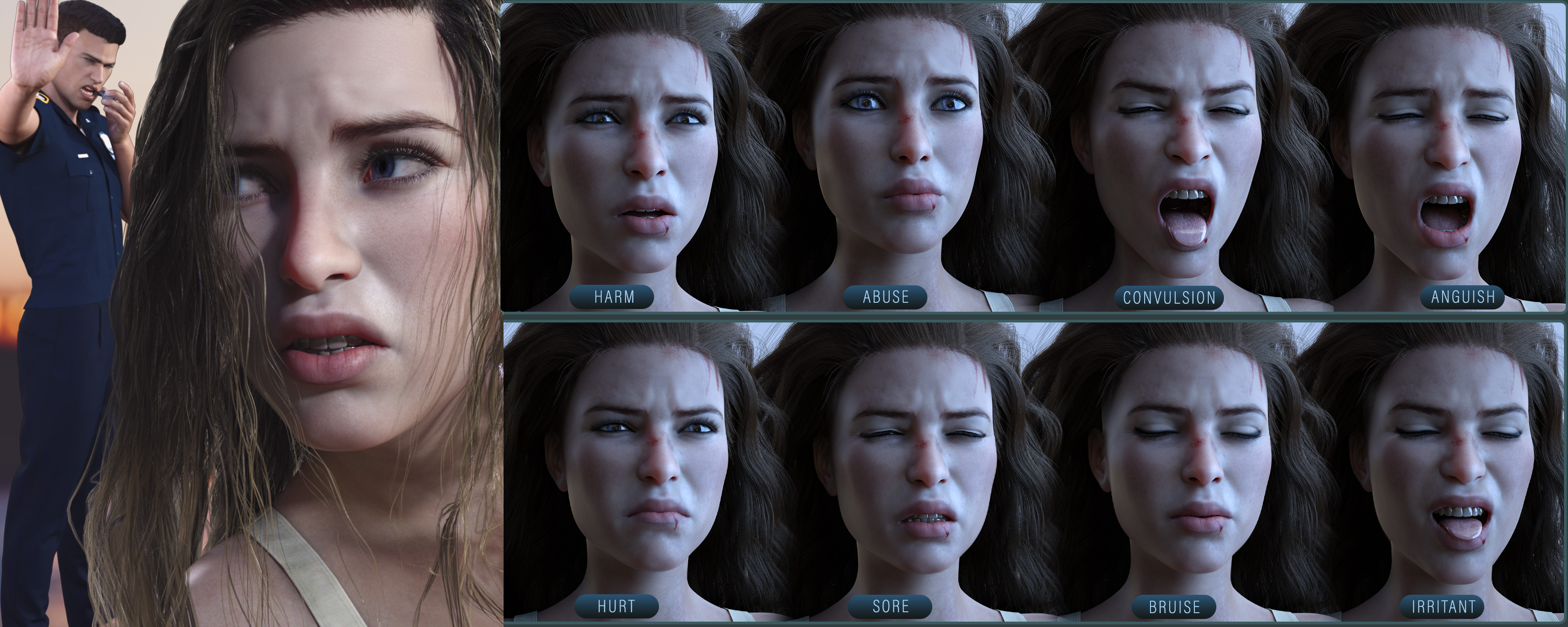 Z Pain and Hurt Mix and Match Expressions for Genesis 8.1 Female | Daz 3D
