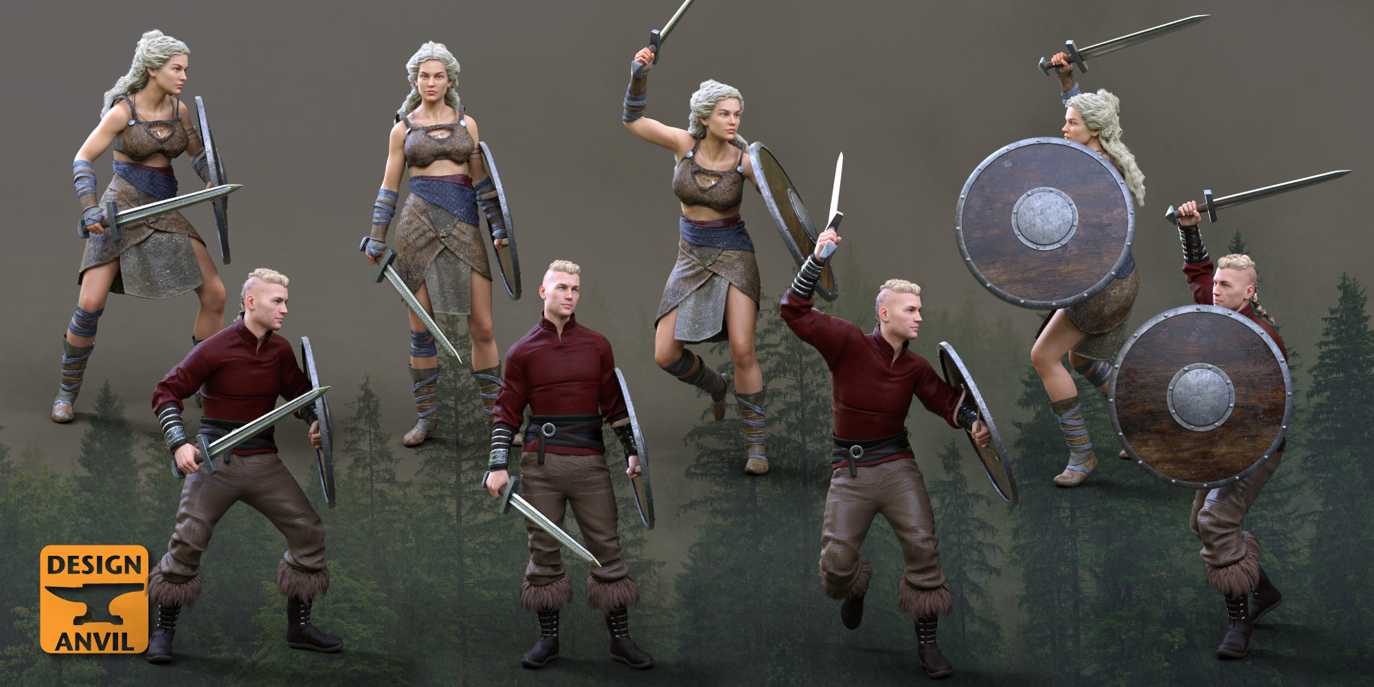 DA Sword and Shield Poses for Genesis 8 | Daz 3D