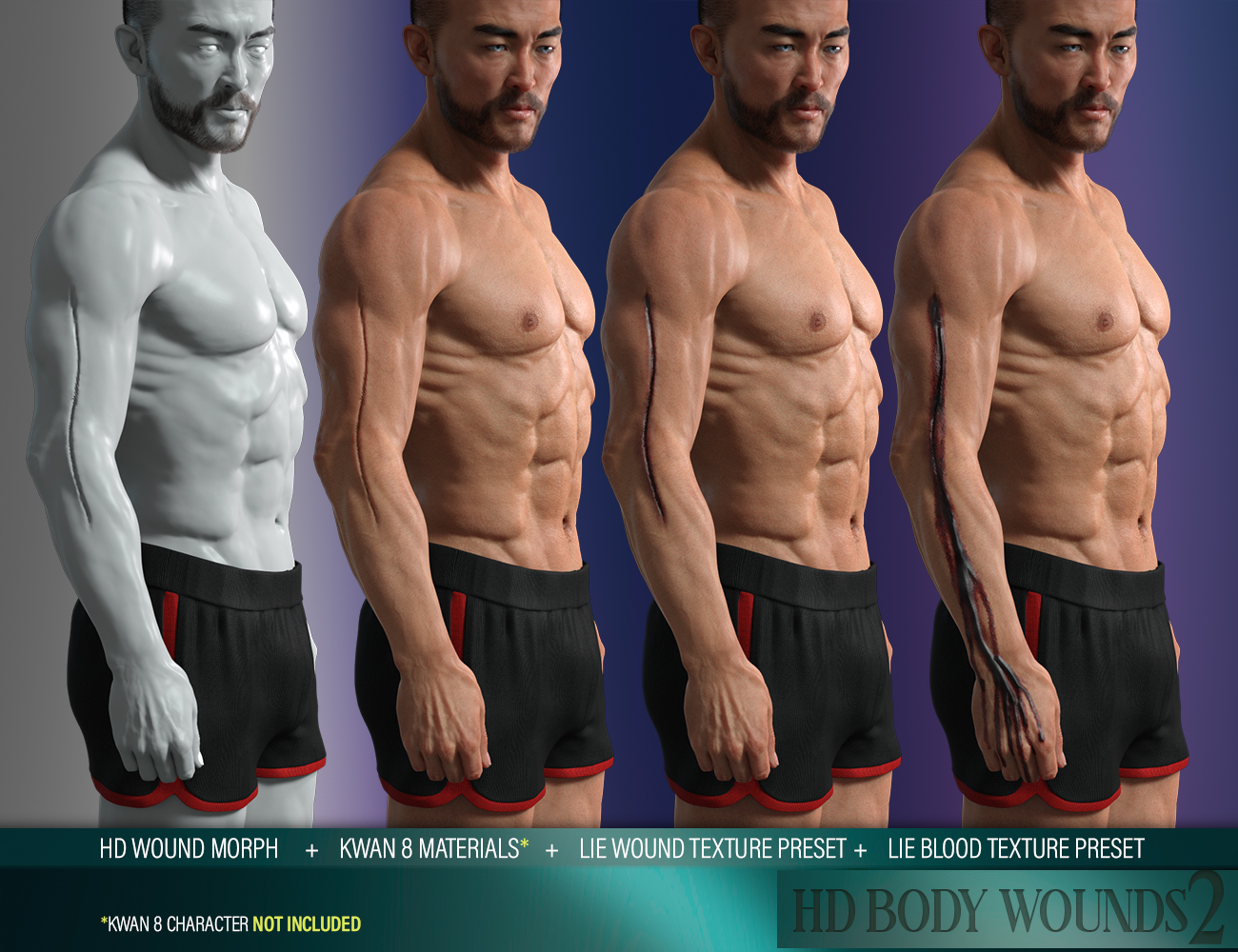 Body Wounds HD Morphs 2 for Genesis 8 Males | Daz 3D