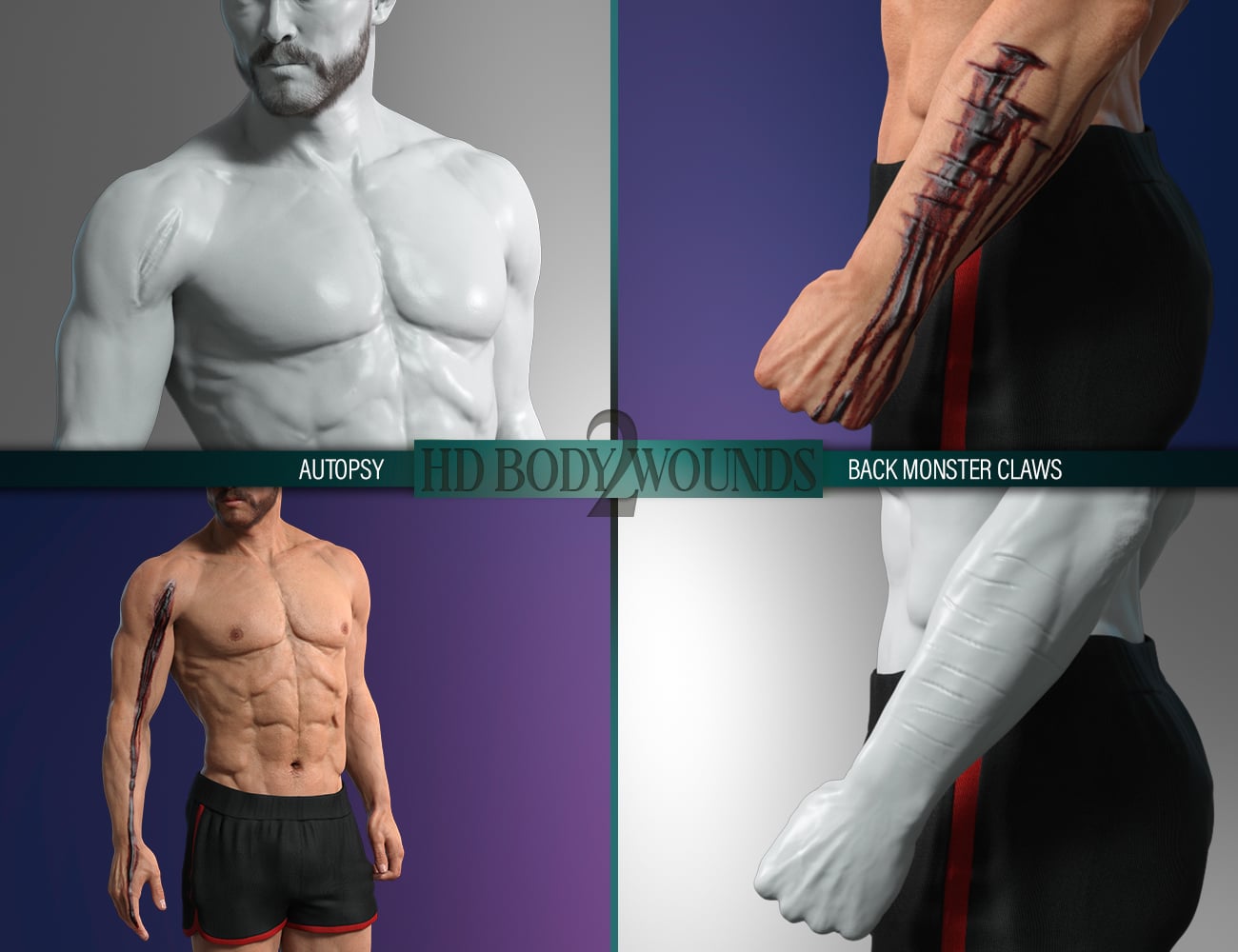 Body Wounds HD Morphs 2 for Genesis 8 Males | Daz 3D