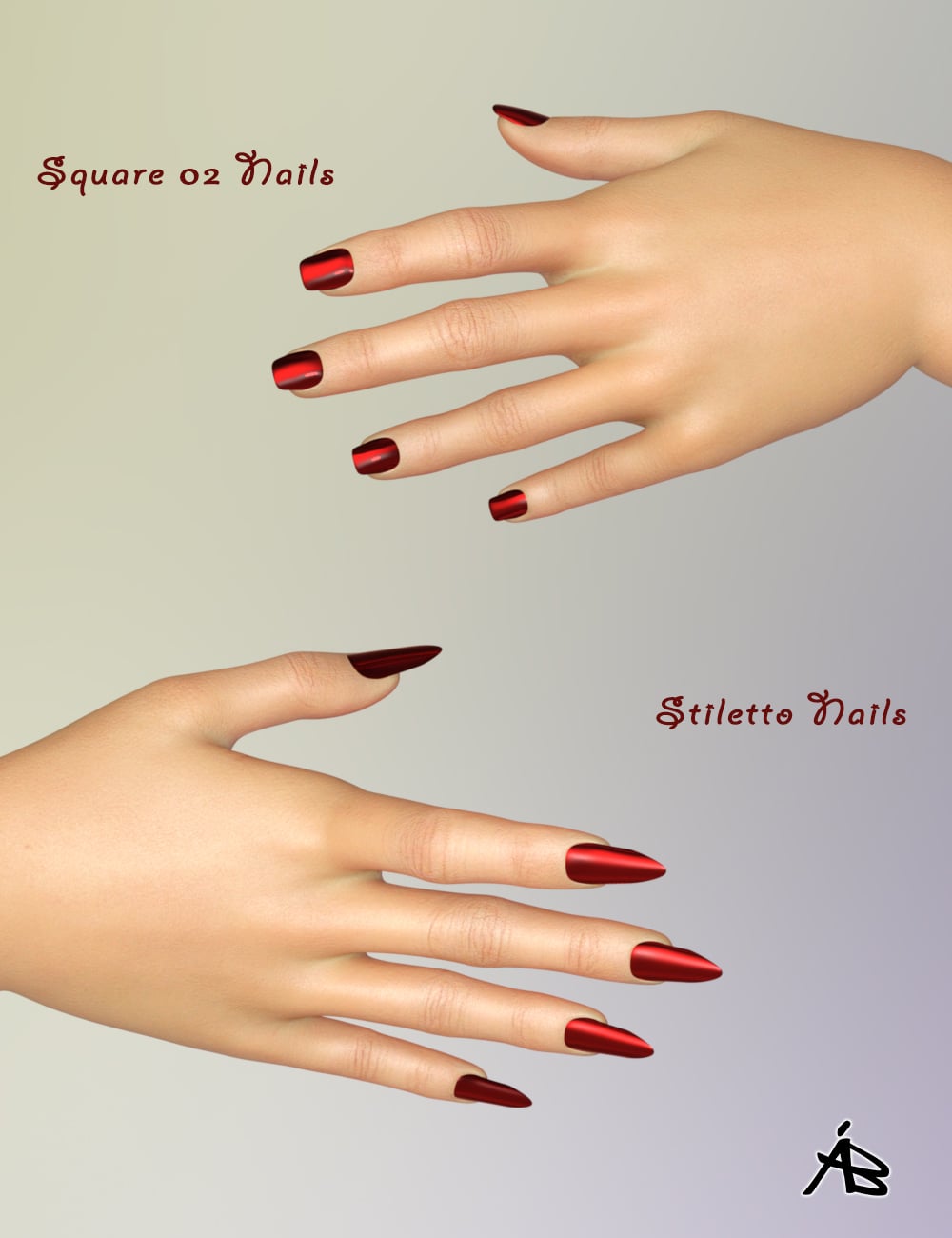 AB Single Nails for Genesis 8 Female | Daz 3D