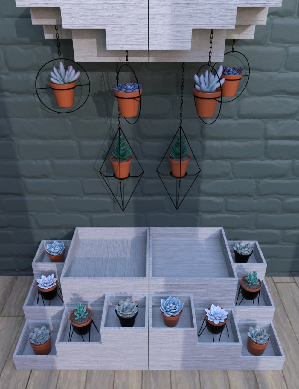 Modern City Indoor Garden Props | Daz 3D