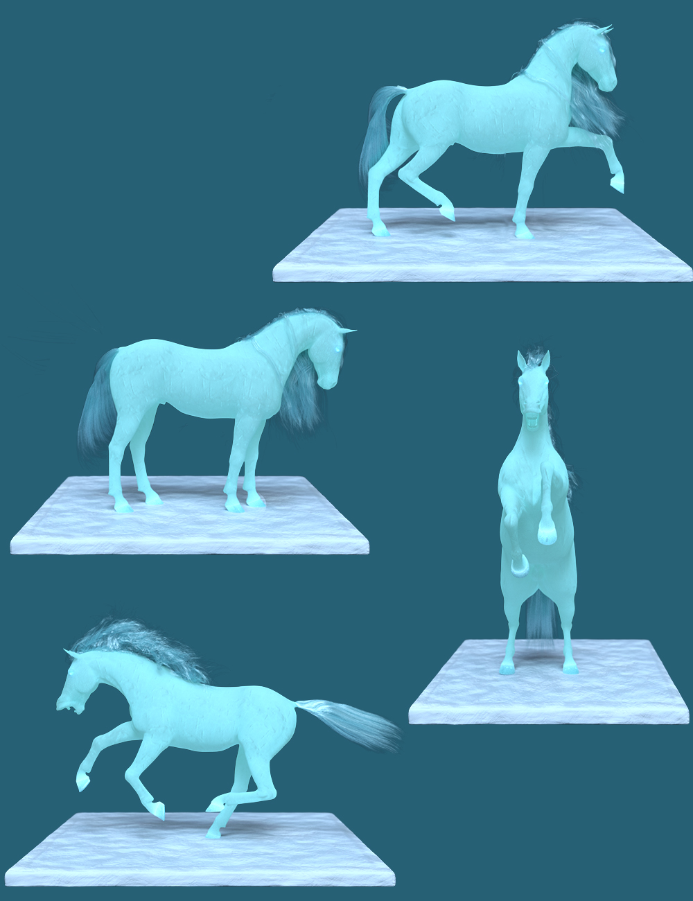 Ice Stallion Poses For Daz Horse 2 | Daz 3D