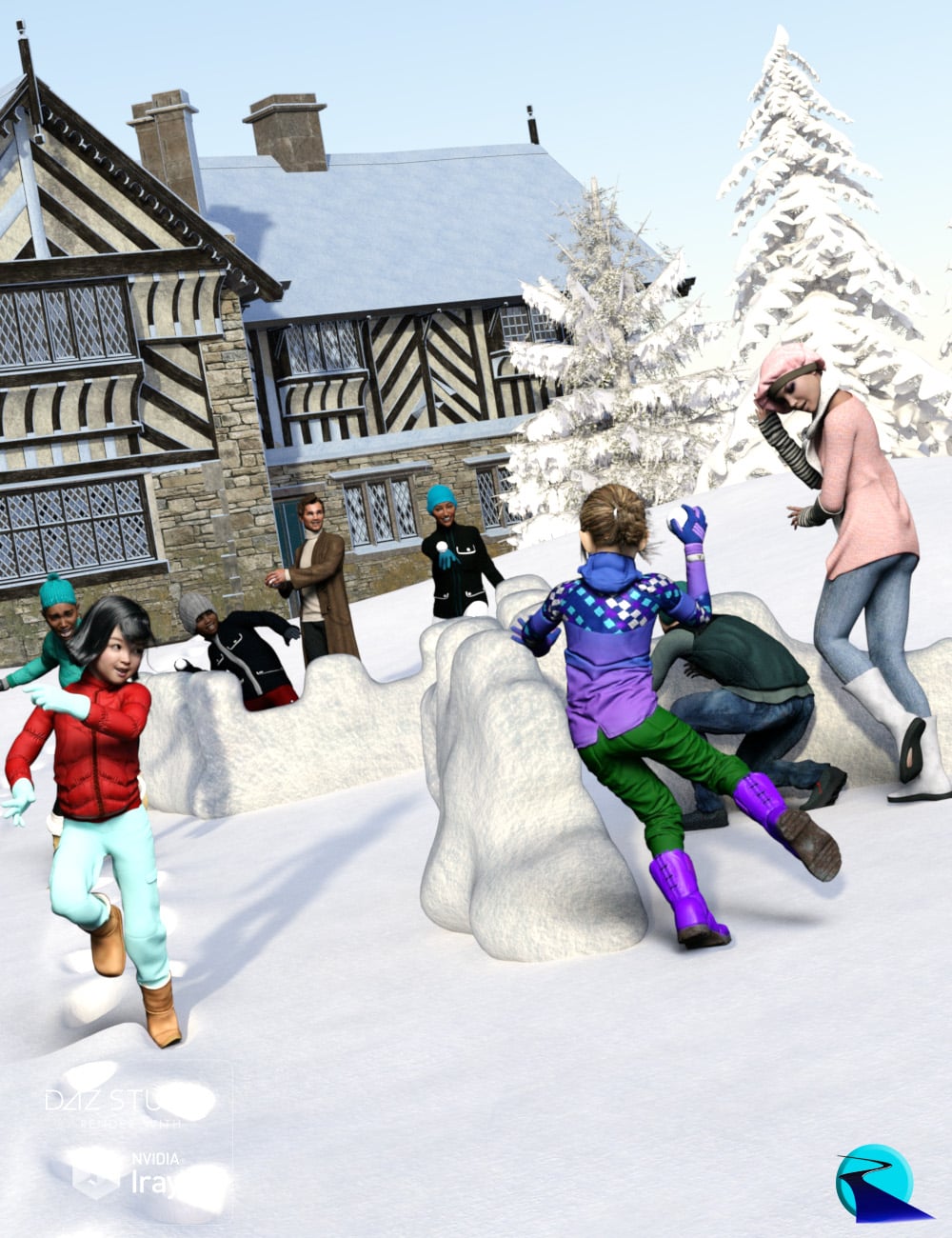 Now-Crowd Billboards - Winter Fun Bundle | Daz 3D