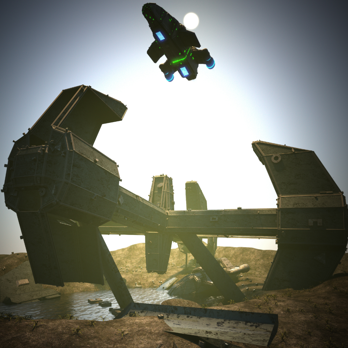 Cargo Ship Fallen | Daz 3D