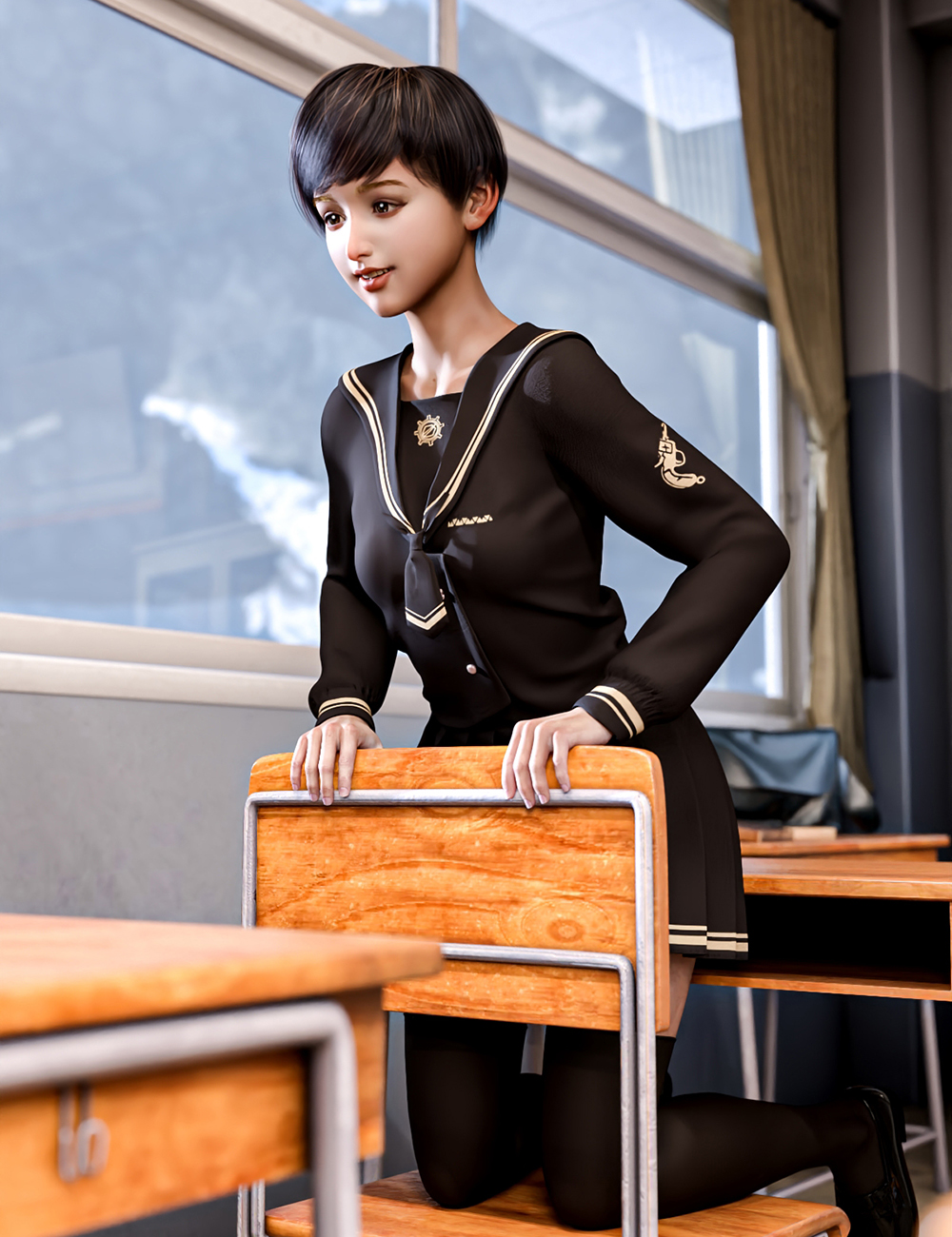 Japanese Neat Classroom Poses and Add on for Genesis 8 Female | Daz 3D