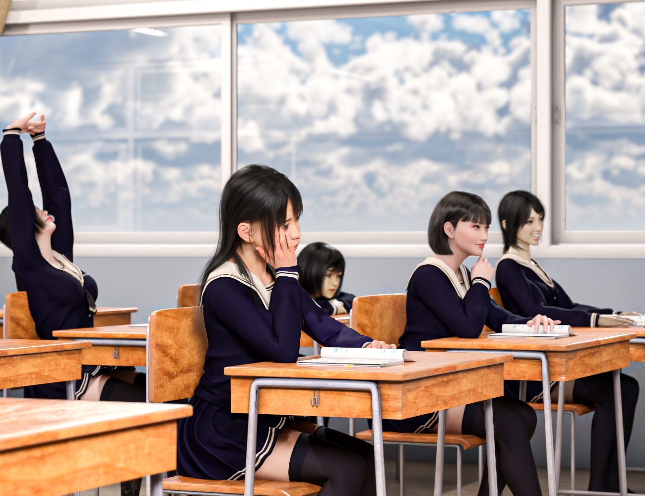 Japanese Neat Classroom Poses and Add on for Genesis 8 Female | Daz 3D