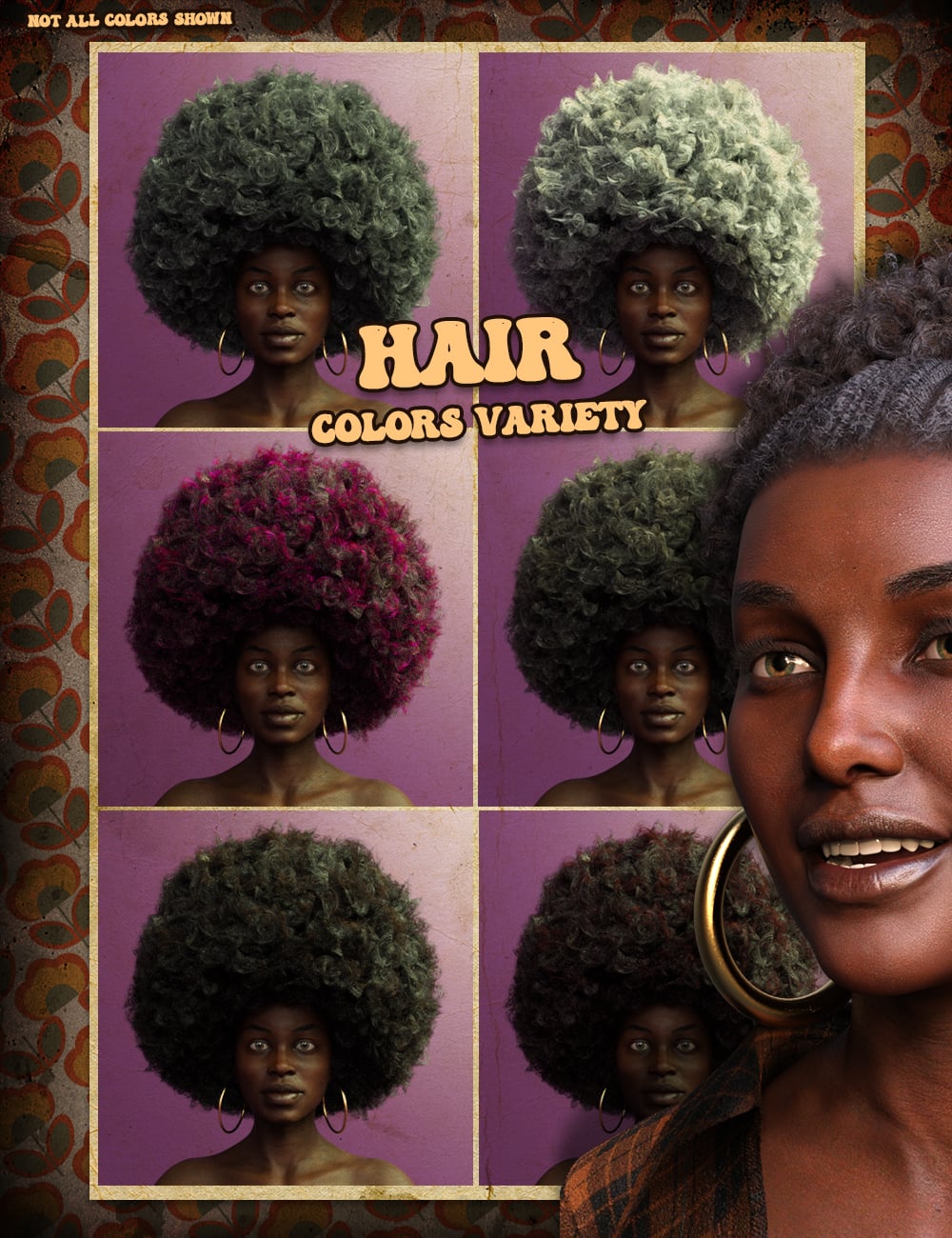 70s Curly Hair Style for Genesis 8 and 8.1 Female | Daz 3D