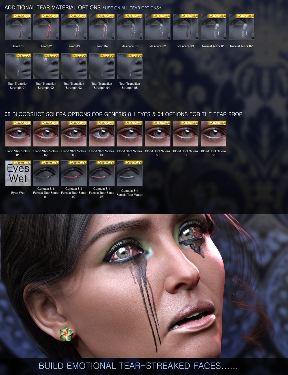 Tear Jerker the Ugly Crying Builder for Genesis 3, 8 and 8.1 Females ...