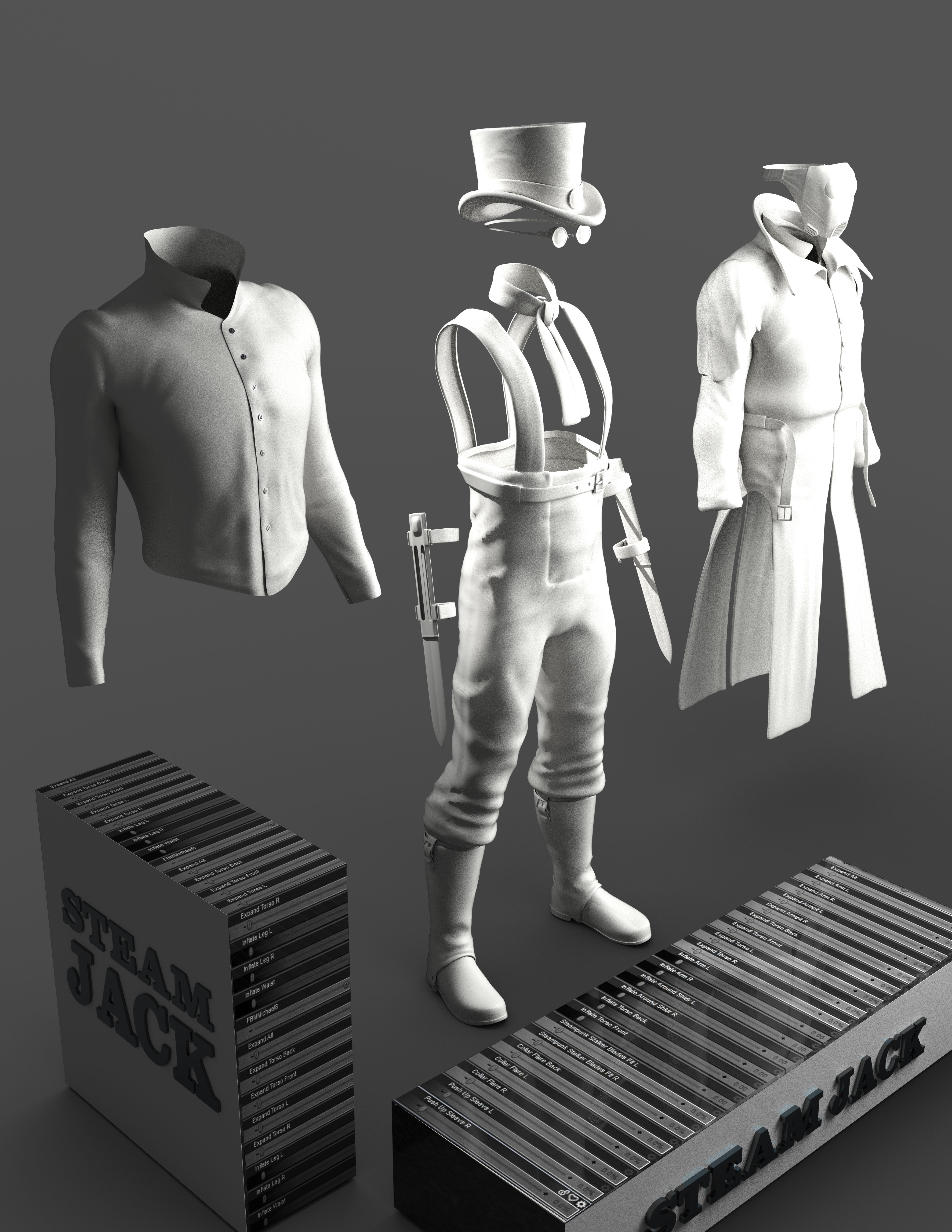 Steam Jack Outfit for Genesis 8 and 8.1 Male | Daz 3D