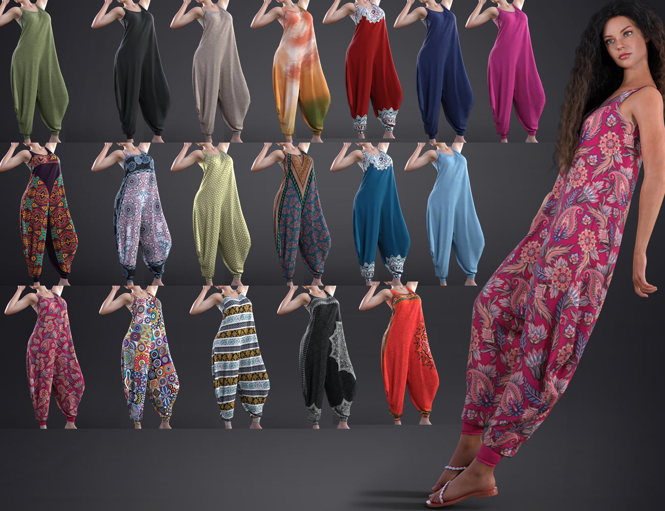 dForce Harem Jumpsuit for Genesis 8 and 8.1 Female | Daz 3D