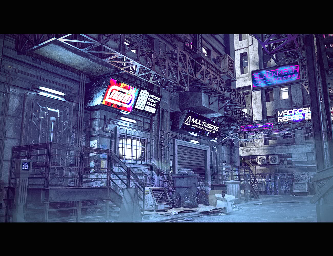 Cyberpunk Back Alley Bundle | Daz 3D
