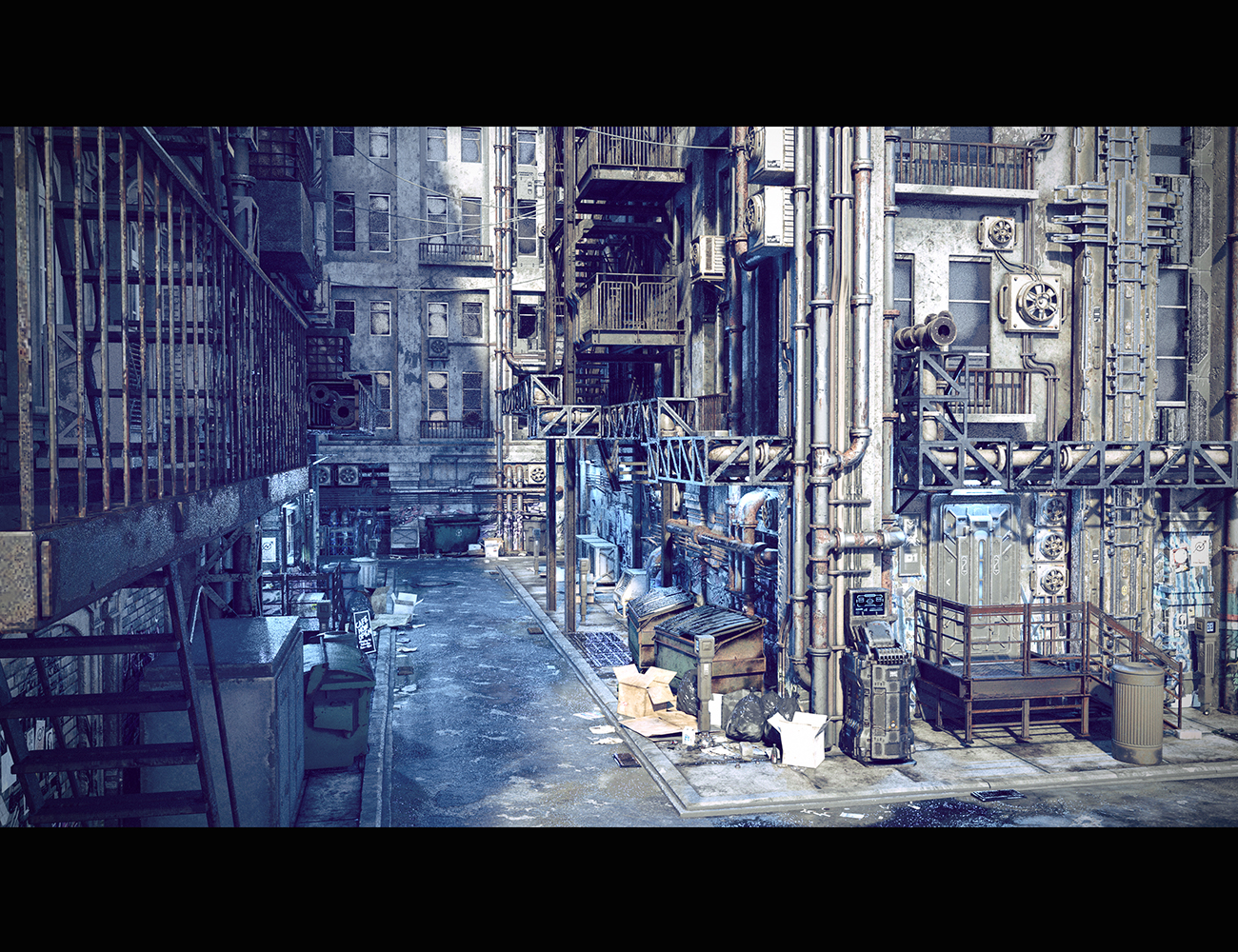 Cyberpunk Back Alley Bundle | Daz 3D