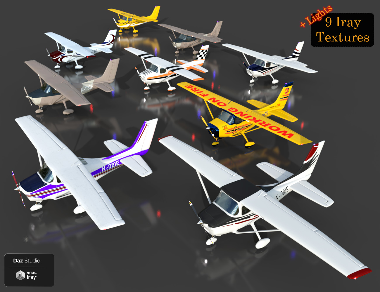 Toon Private Plane Iray Textures Add-on | Daz 3D