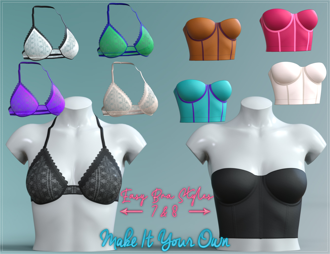 Easy Bras for Genesis 8 and 8.1 Females | Daz 3D