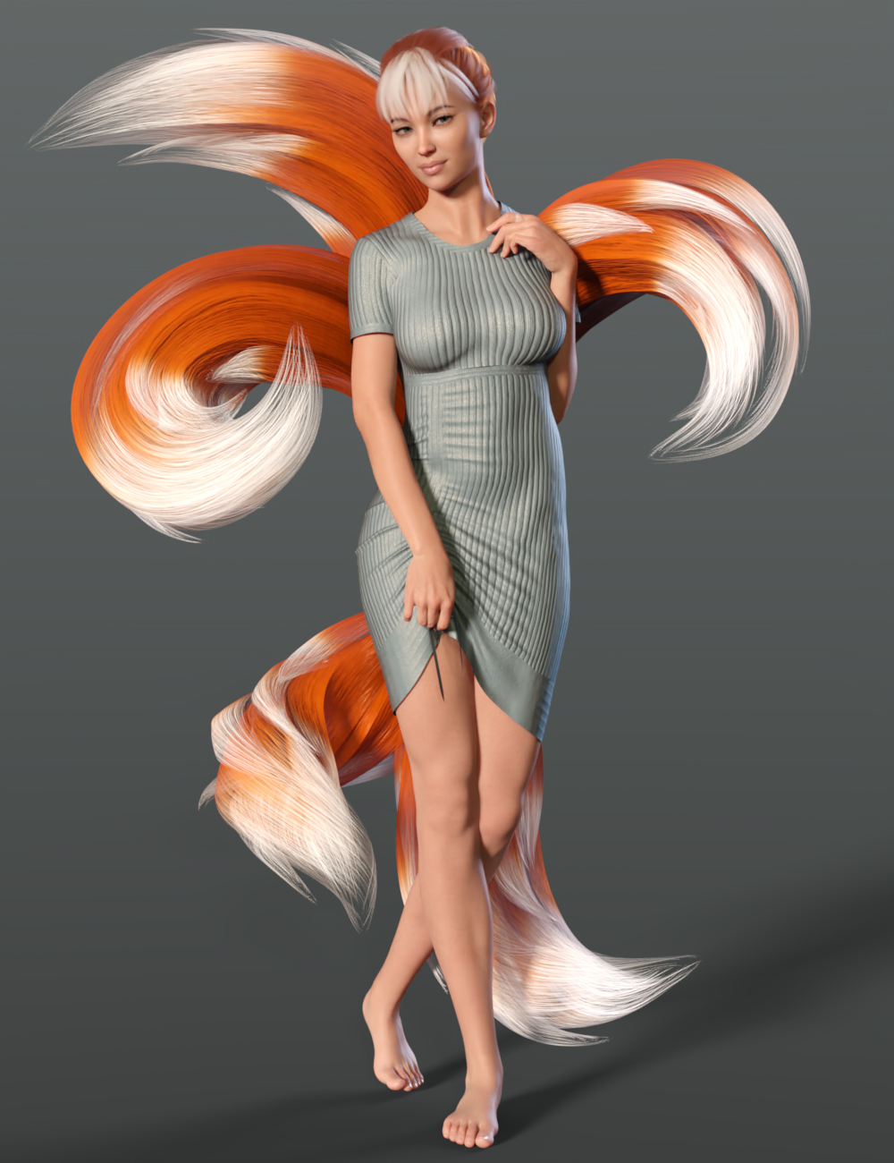 All the Tails Poses for Kota 8.1 and Kiko 8.1 Tails | Daz 3D