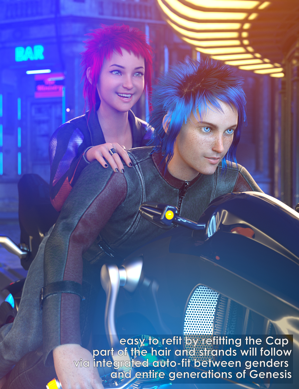 dForce Mod Punk Hair for Genesis 8 Females | Daz 3D