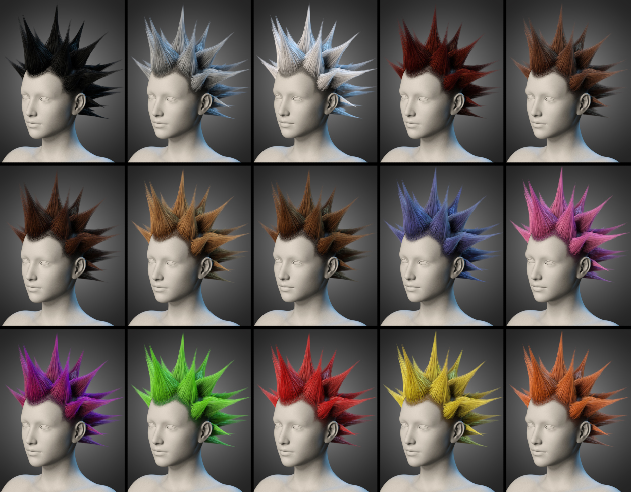 Spiked Punk Hair for Genesis 3, 8, and 8.1 | Daz 3D