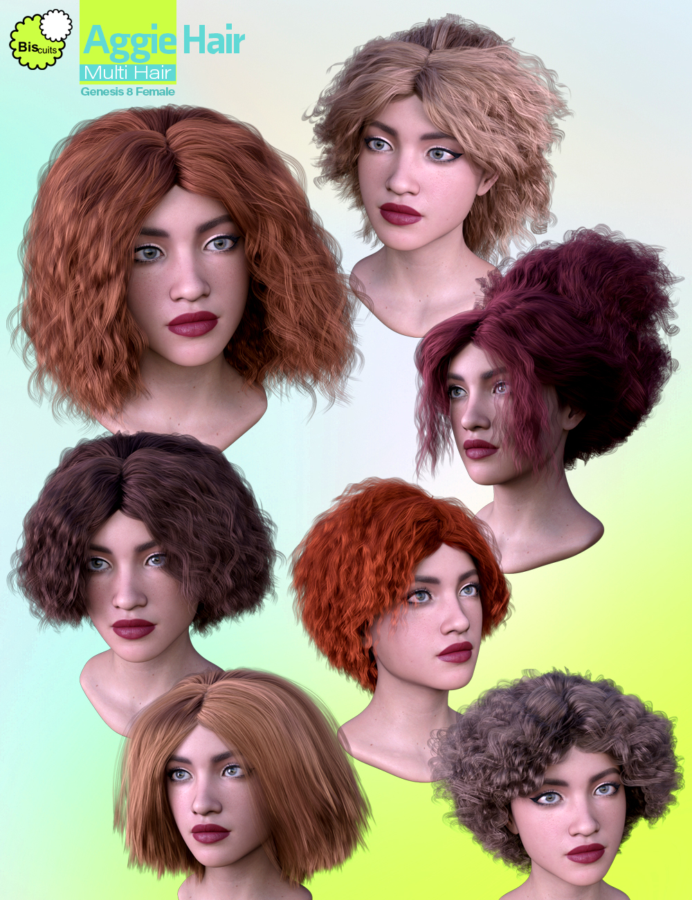 Biscuits Aggie Hair for Genesis 8 Female | Daz 3D