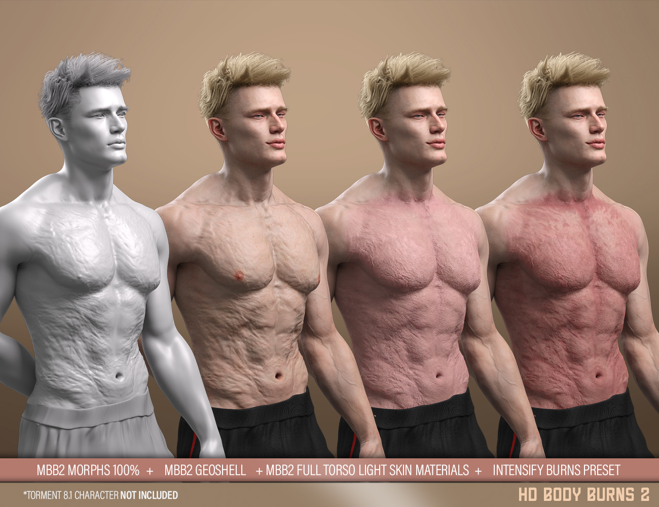 HD BODY BURNS 2 for Genesis 8 & 8.1 Males | Daz 3D