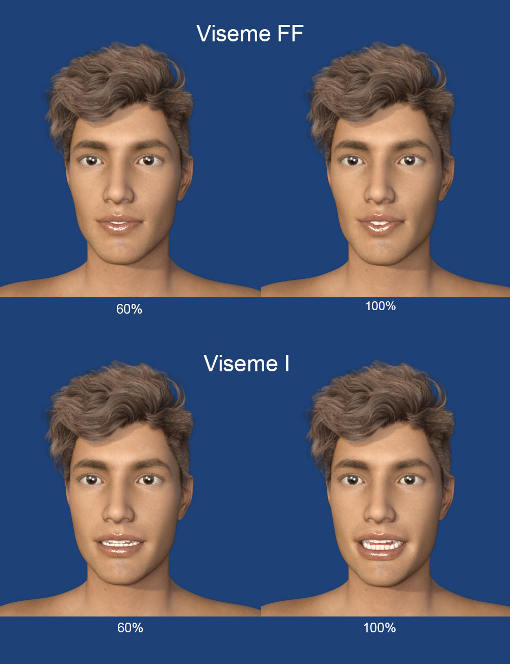 Emphasized Visemes for Genesis 8.1 Male | Daz 3D