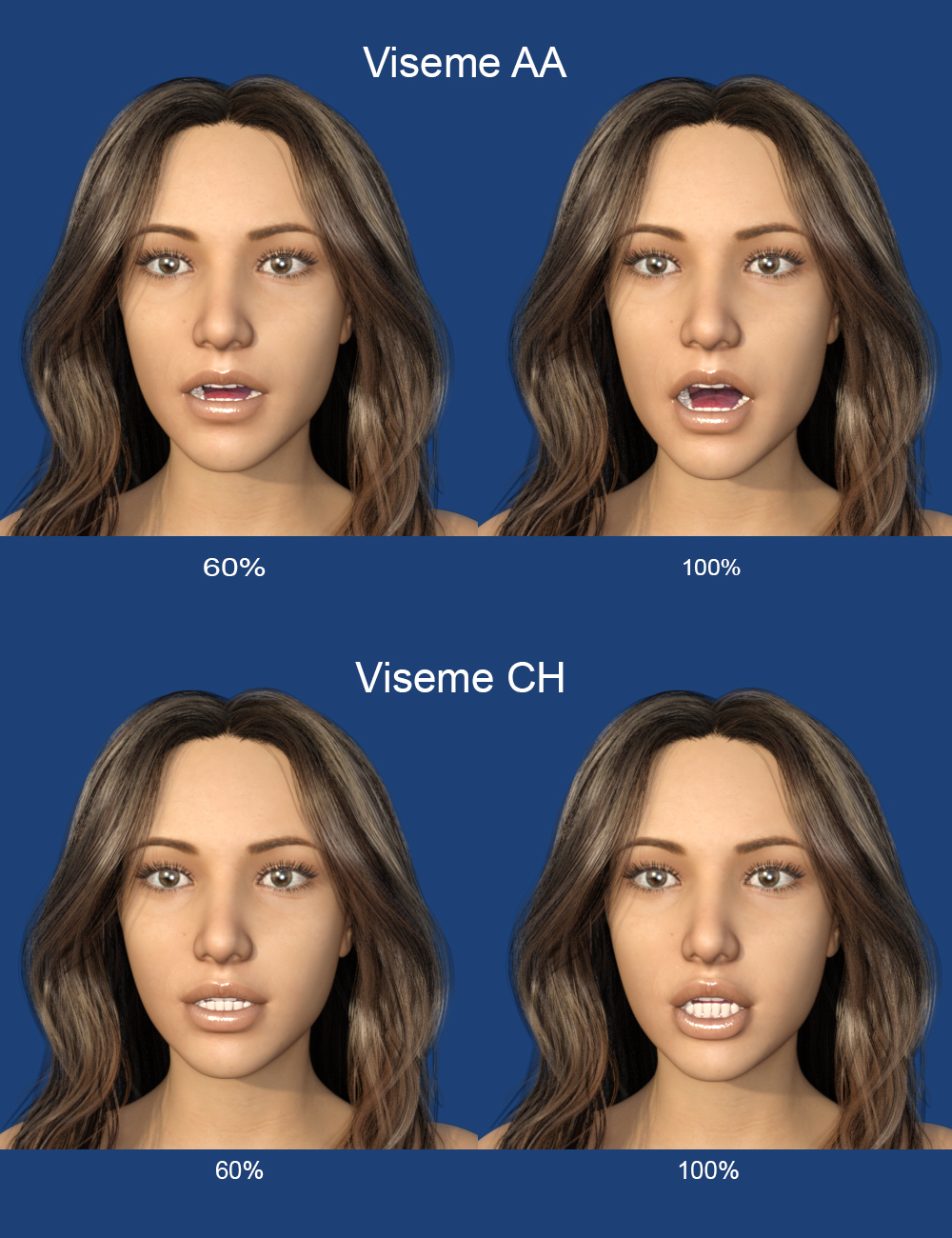 Emphasized Visemes for Genesis 8.1 Female | Daz 3D