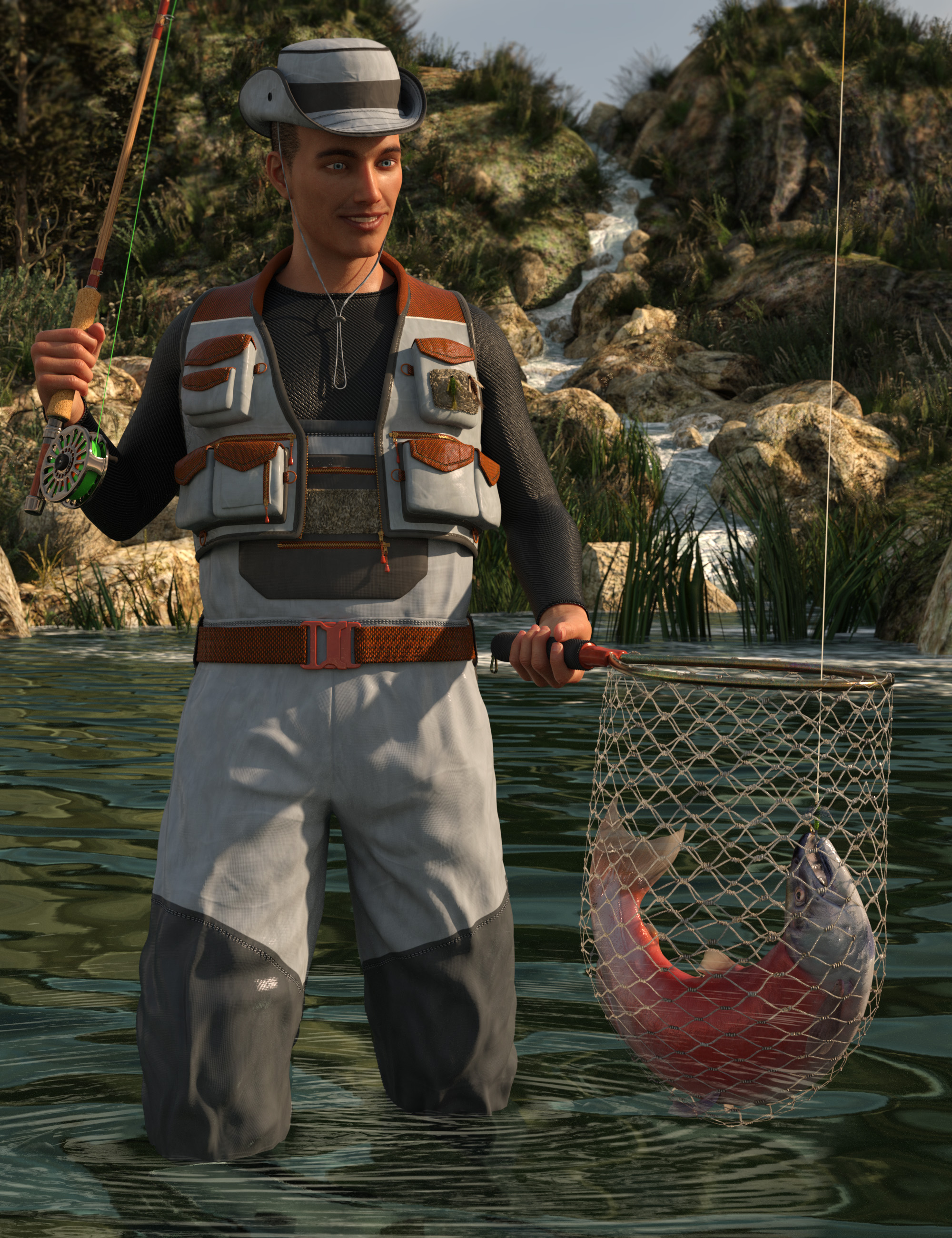 Fly Fishing Poses for Genesis 8 Males | Daz 3D