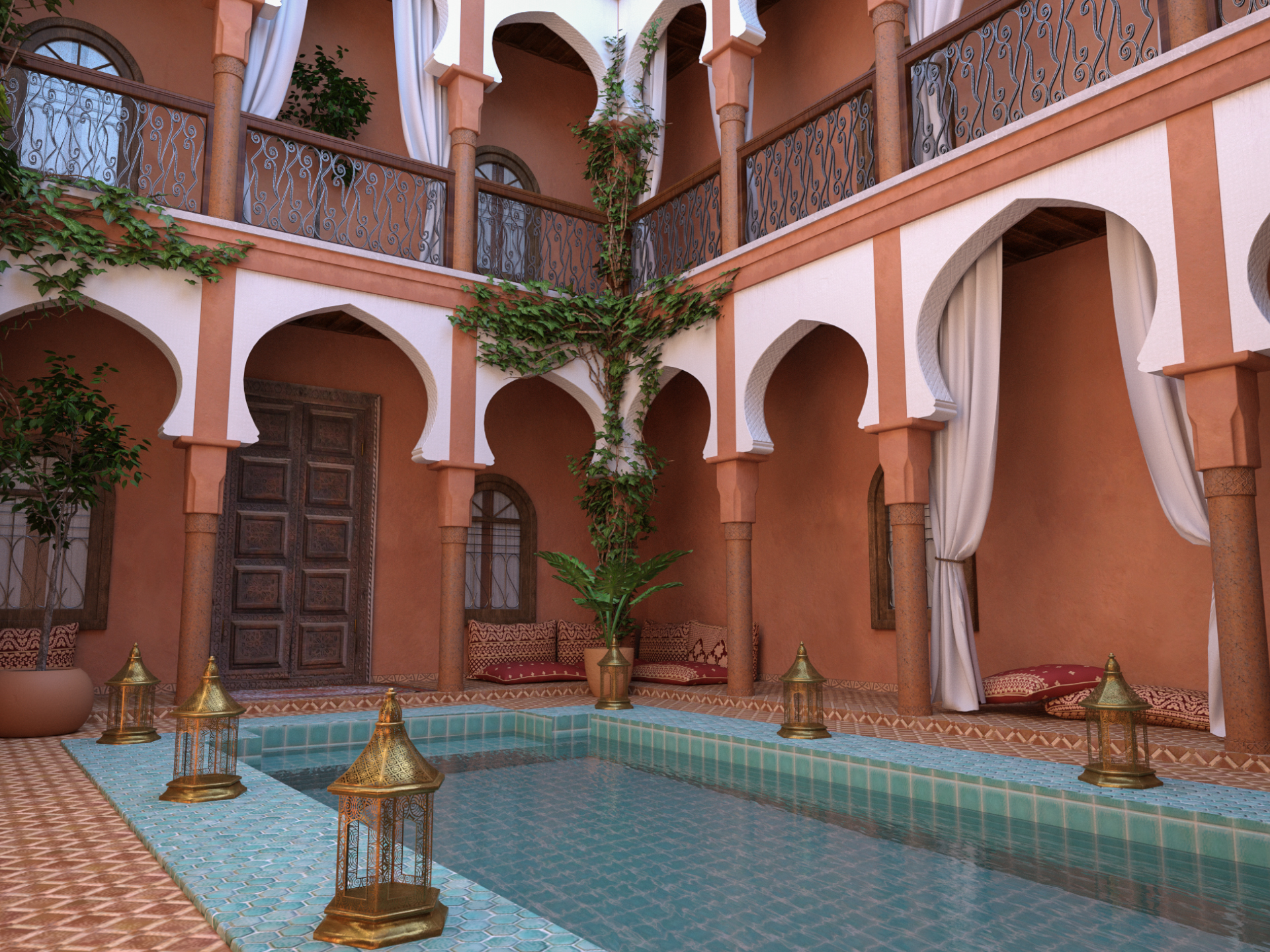 Moroccan Courtyard Place | Daz 3D