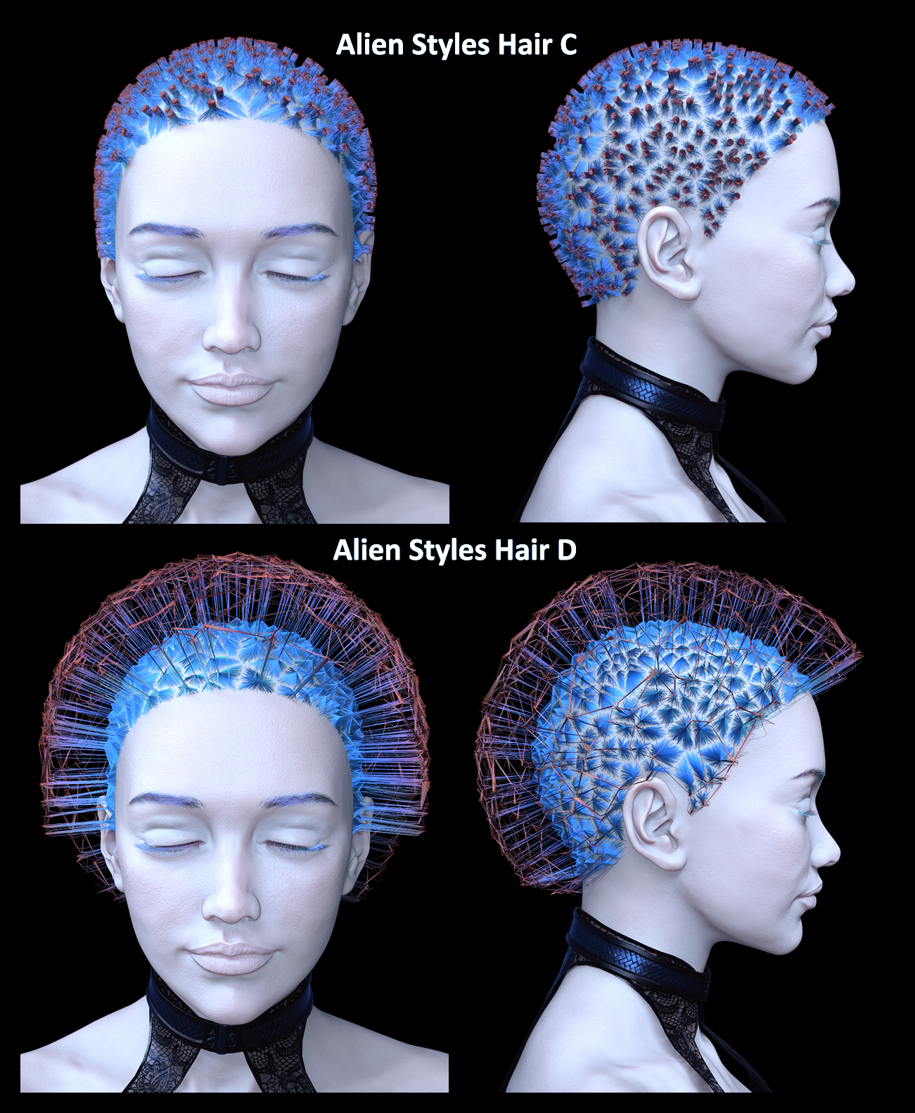 Alien Styles Hair for Genesis 8 Females | Daz 3D
