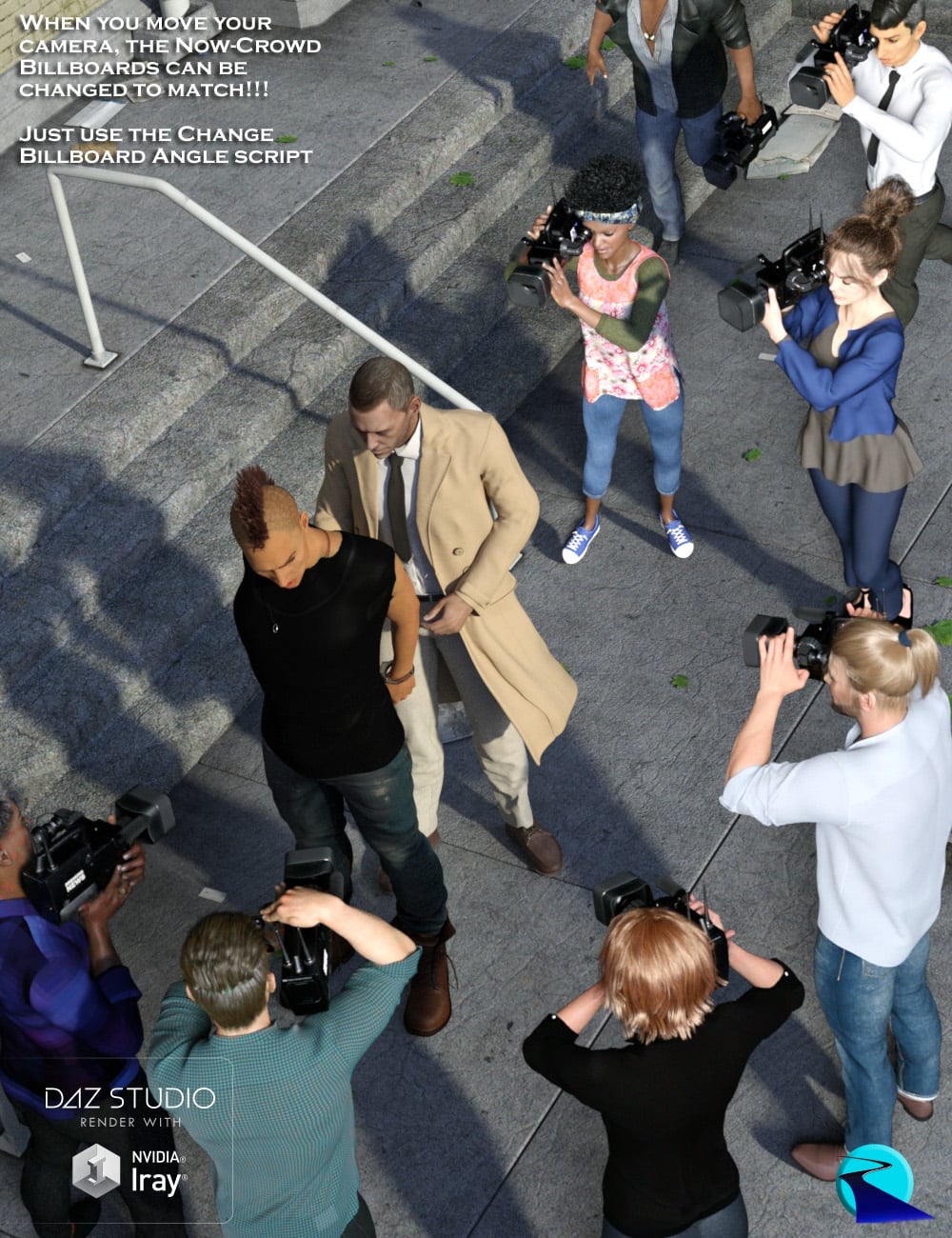 Now-Crowd Billboards - Paparazzi Camera Operators | Daz 3D