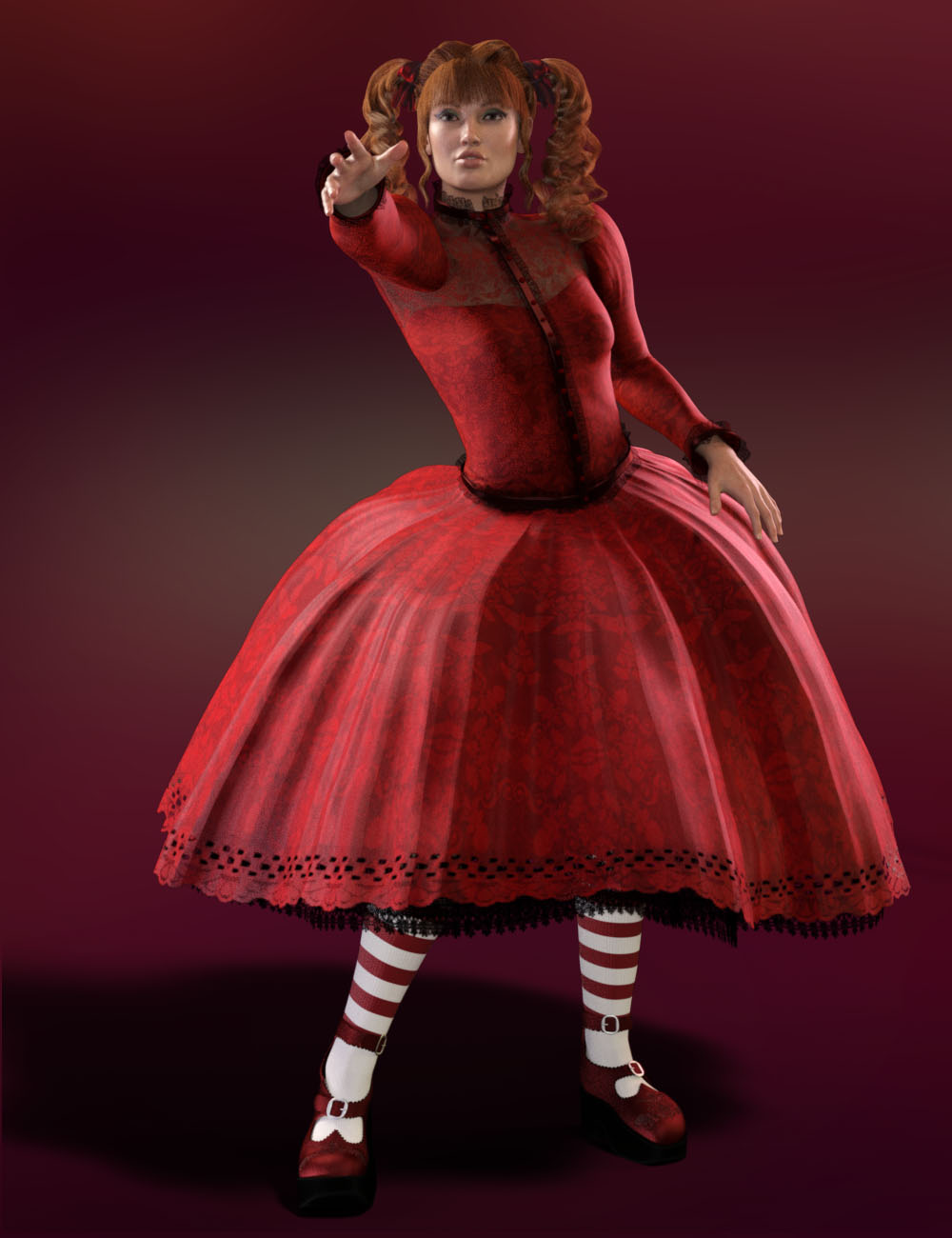 dForce Gothic Doll Outfit and Hair for Genesis 8 and 8.1 Female | Daz 3D