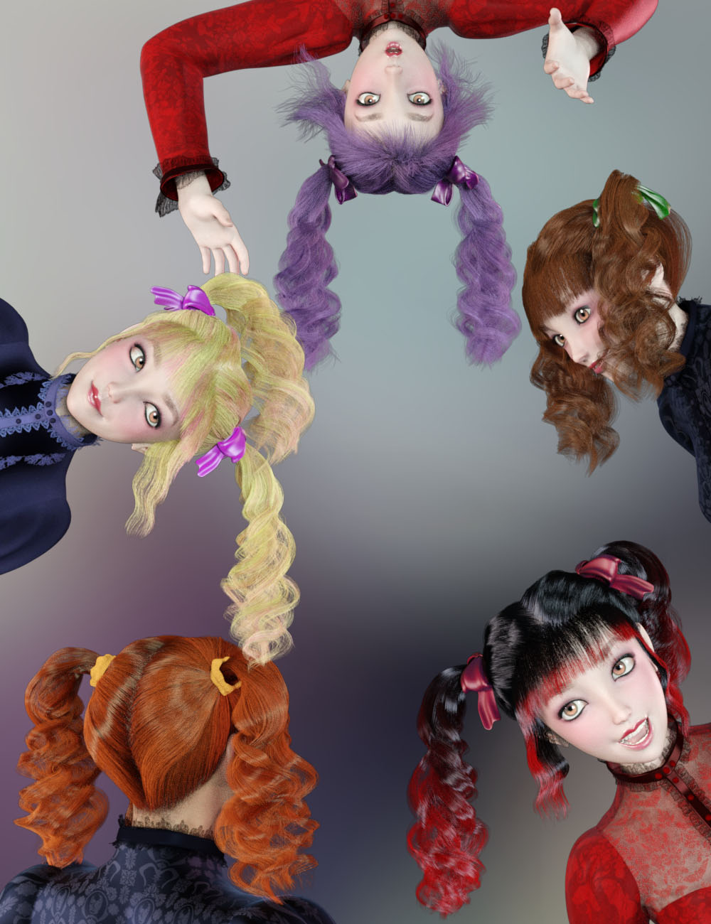 dForce Gothic Doll Outfit and Hair for Genesis 8 and 8.1 Female | Daz 3D