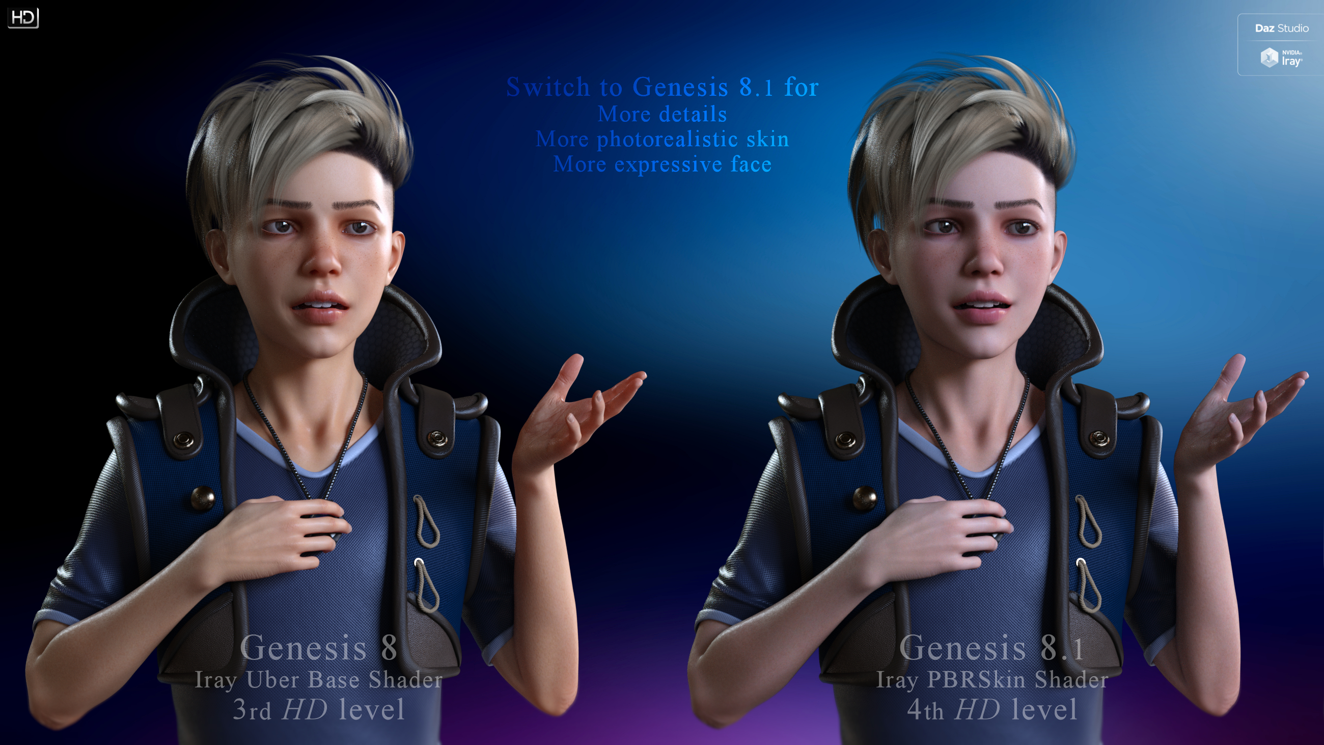 Esra HD Character, Hair and Outfit for Genesis 8 and 8.1 Male | Daz 3D