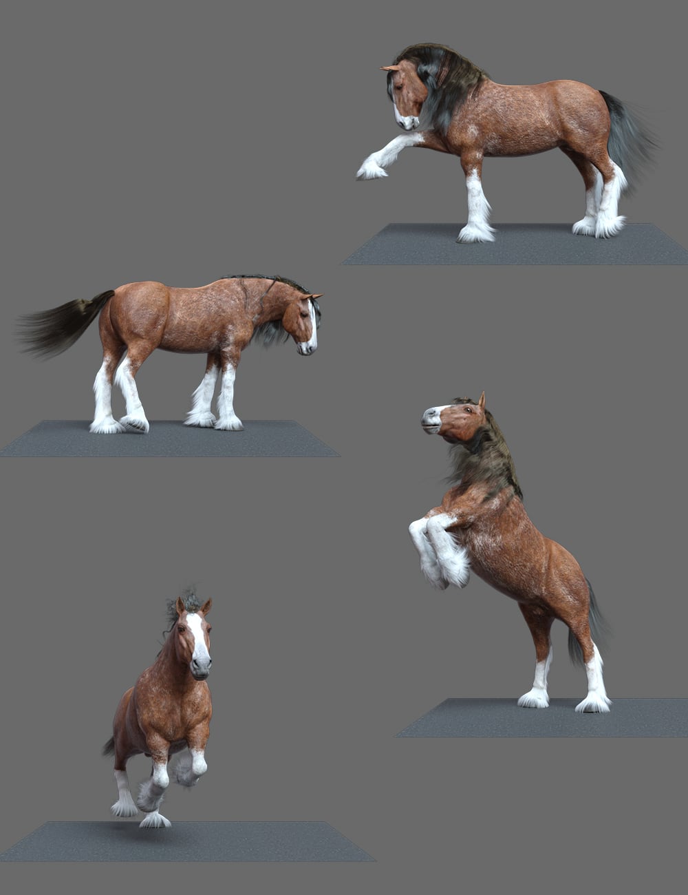 Heavy Horse Poses for Clydesdale | Daz 3D