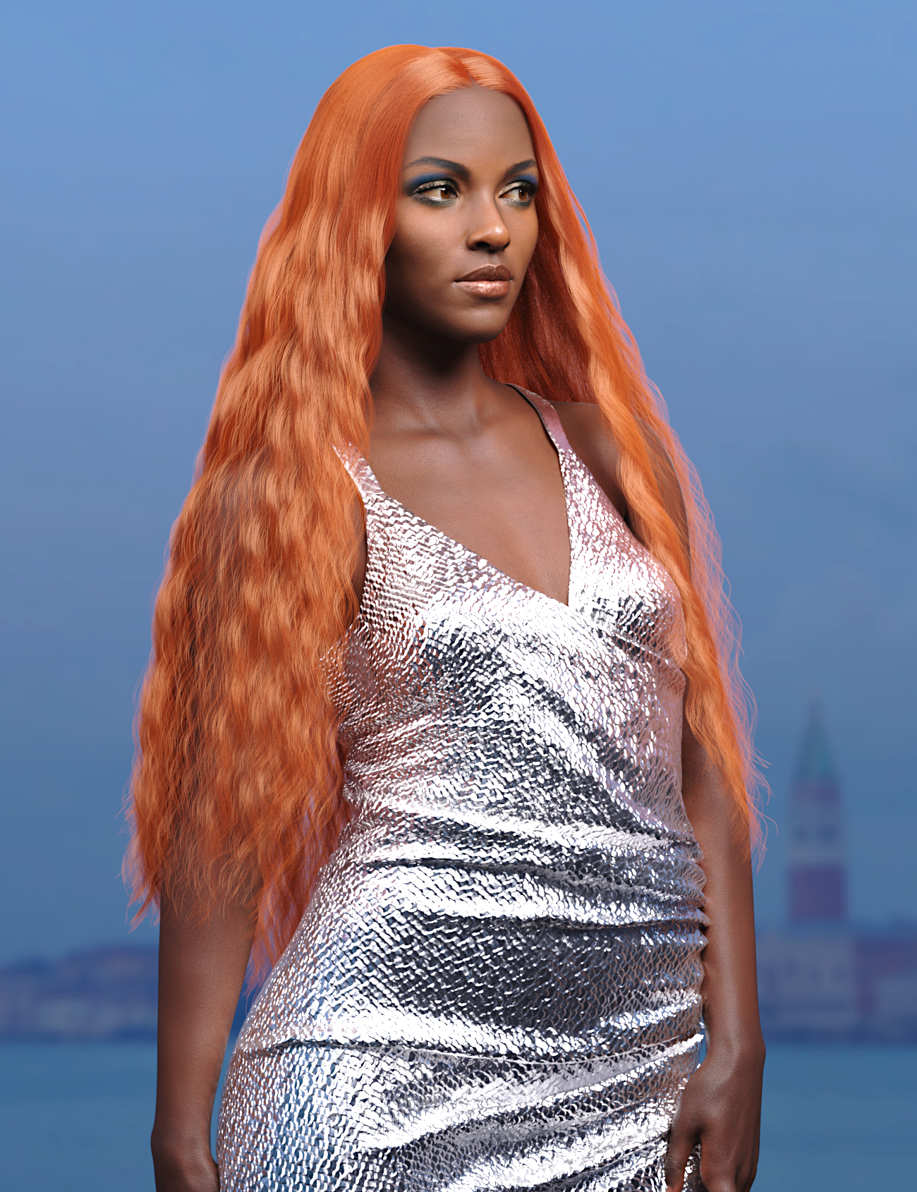 dForce Mermaid Hair for Genesis 8 and 8.1 Females | Daz 3D