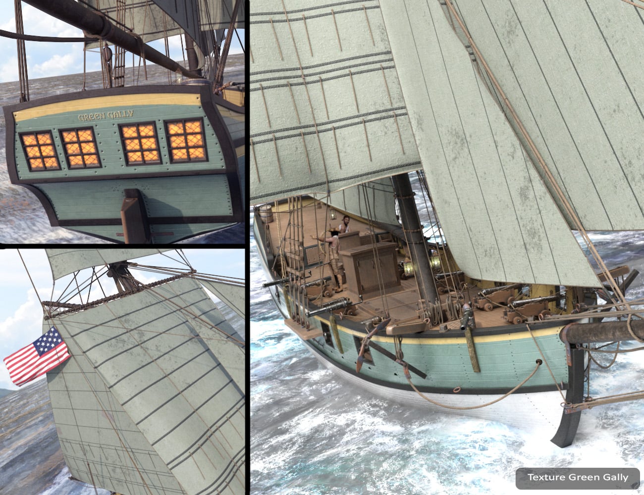 Armed Virginia Sloop | Daz 3D